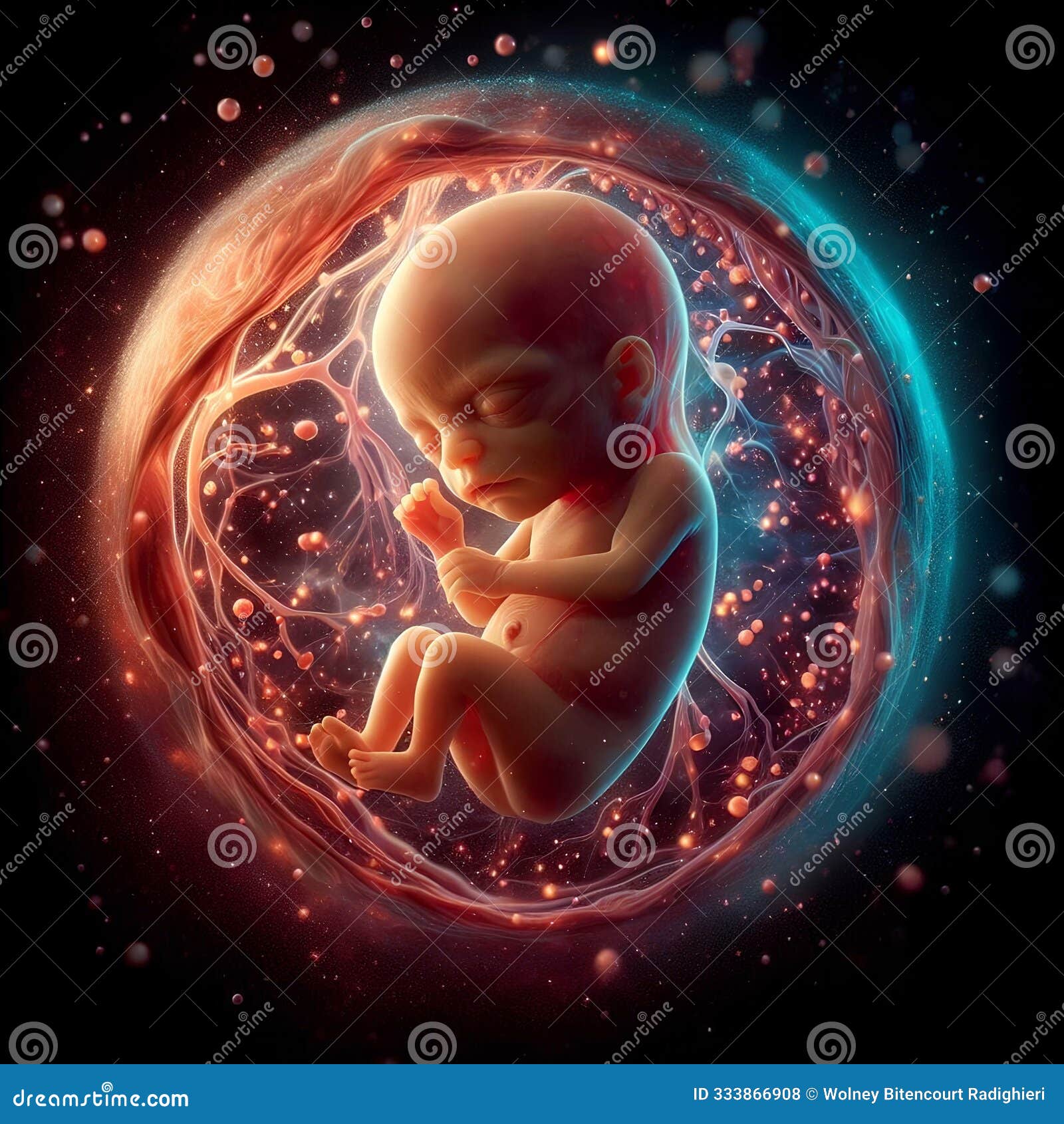 Artistic image of a fetus stock illustration. Illustration of ...