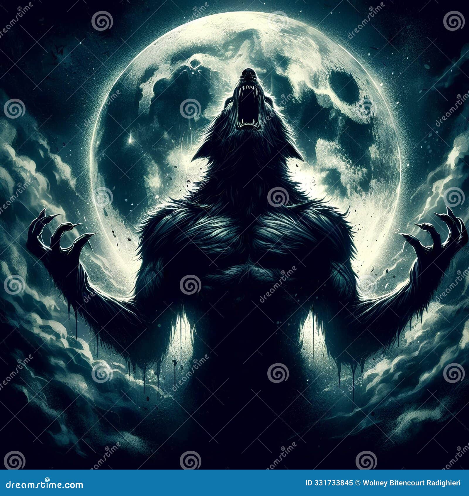 Illustration of a Werewolf in the Full Moon Stock Illustration ...
