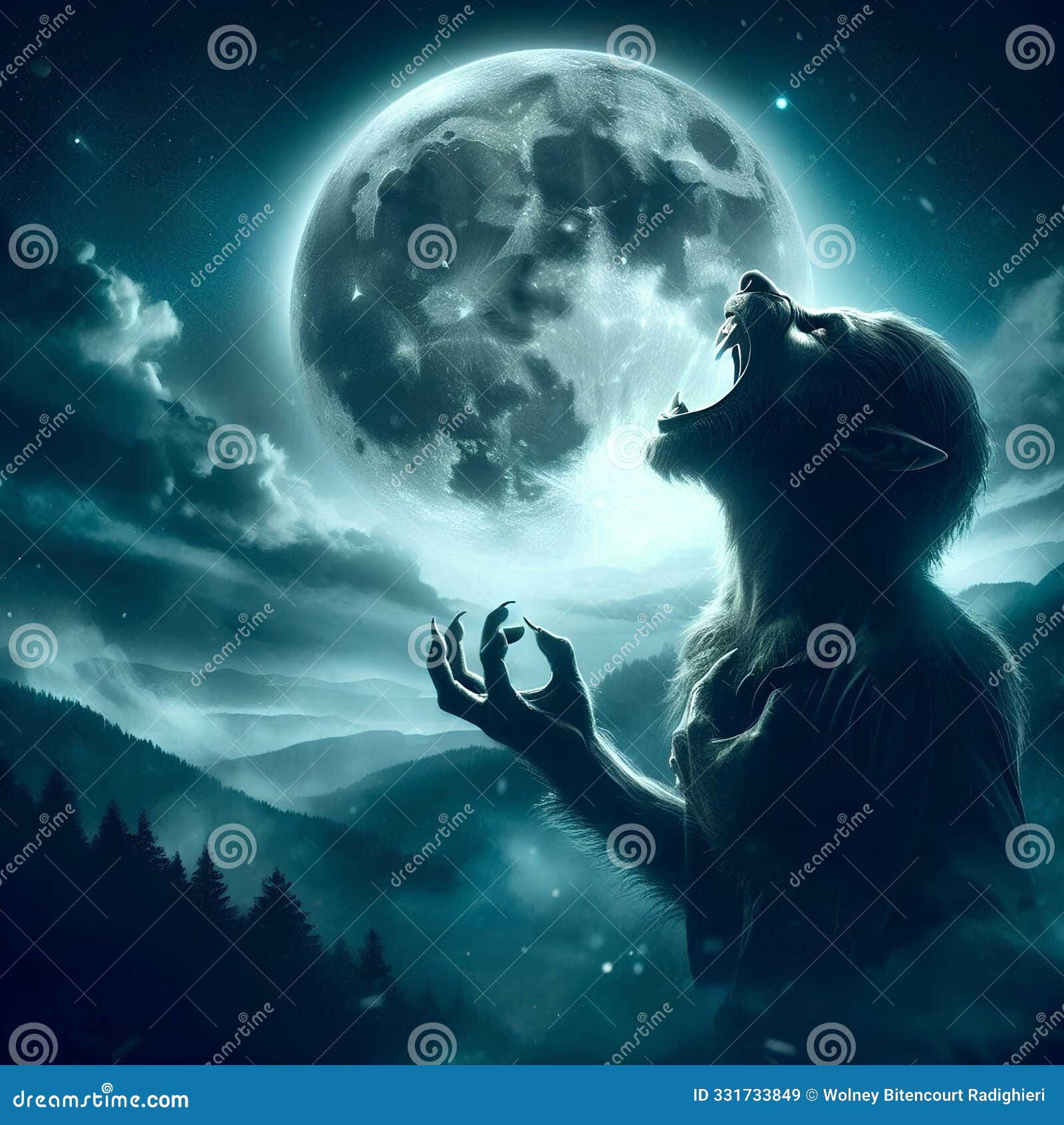 Illustration of a Werewolf in the Full Moon Stock Illustration ...