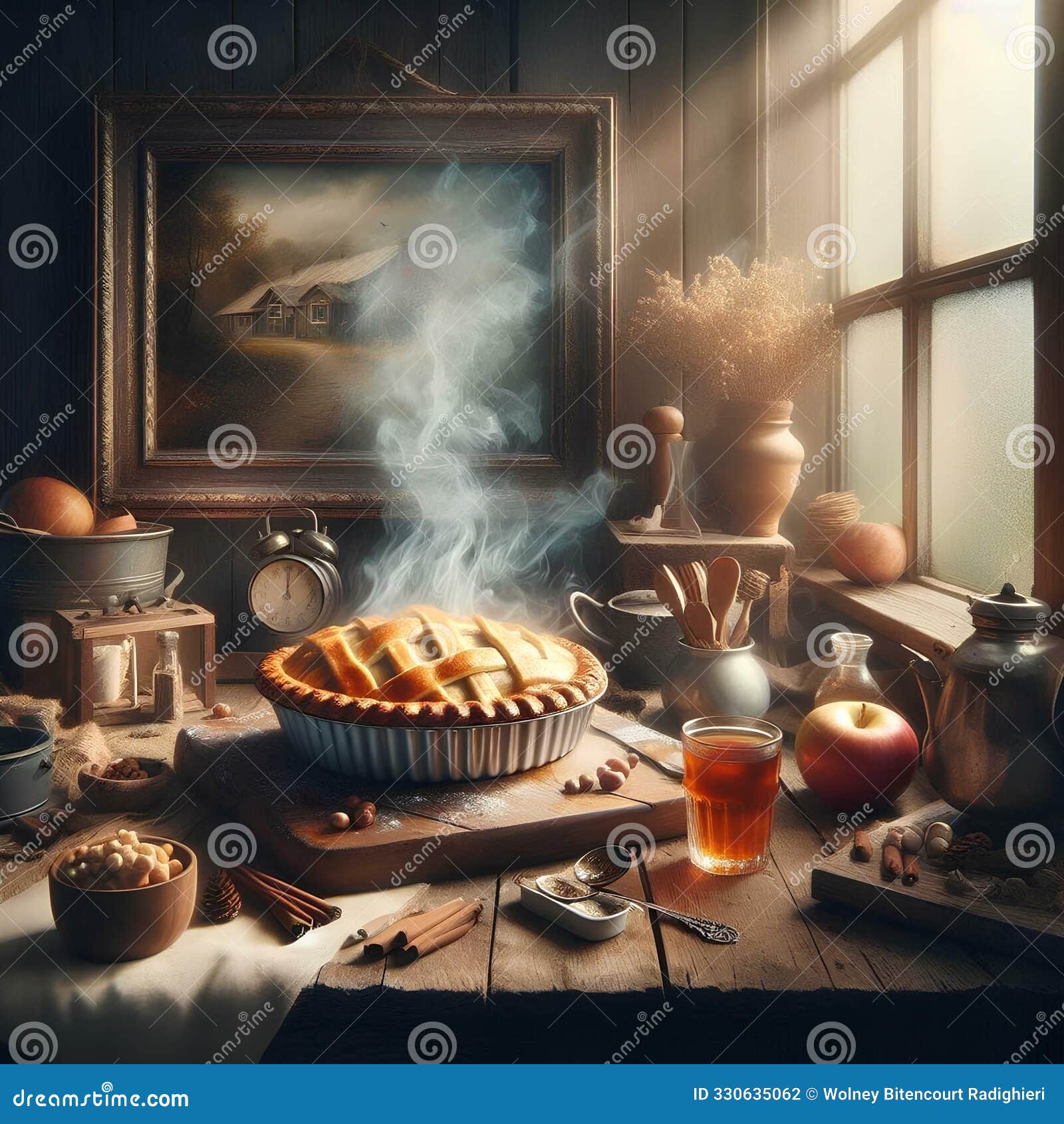 Nostalgic Image of a Pie in the Window Stock Photo - Image of nostalgic ...