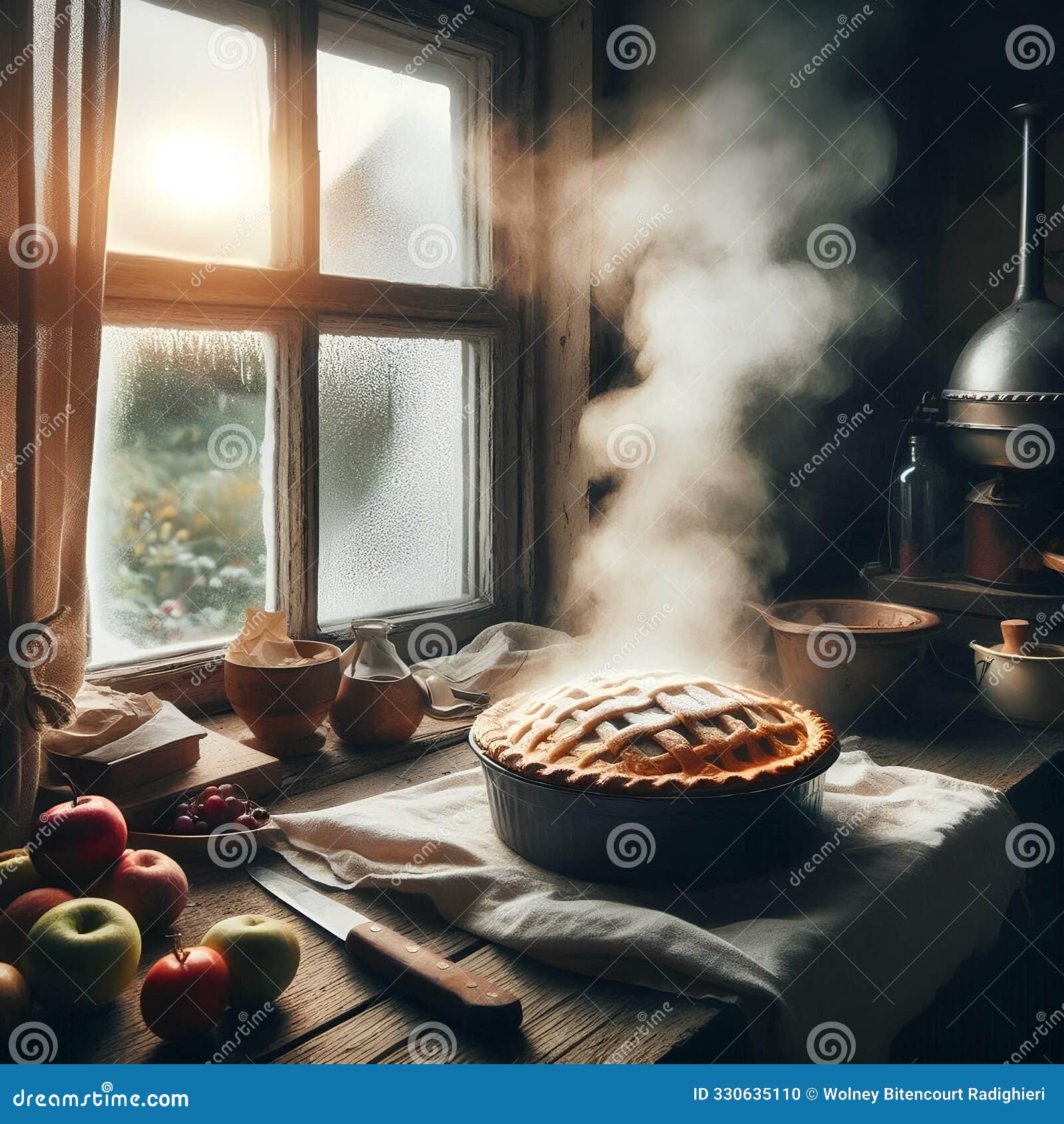 Nostalgic Image of a Pie in the Window Stock Photo - Image of cooling ...