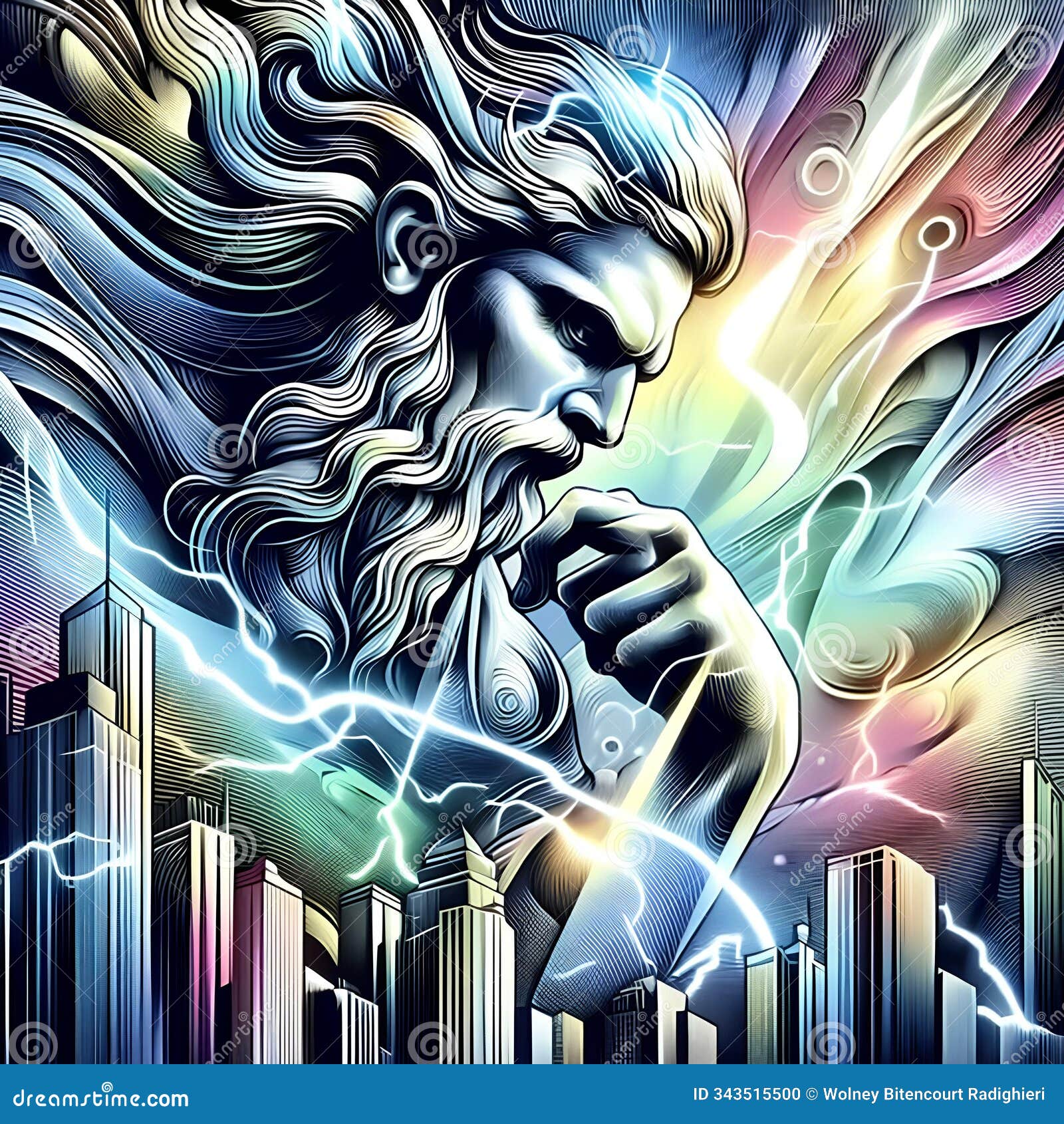 Illustration an Entity with the Power of Thunder Stock Illustration ...