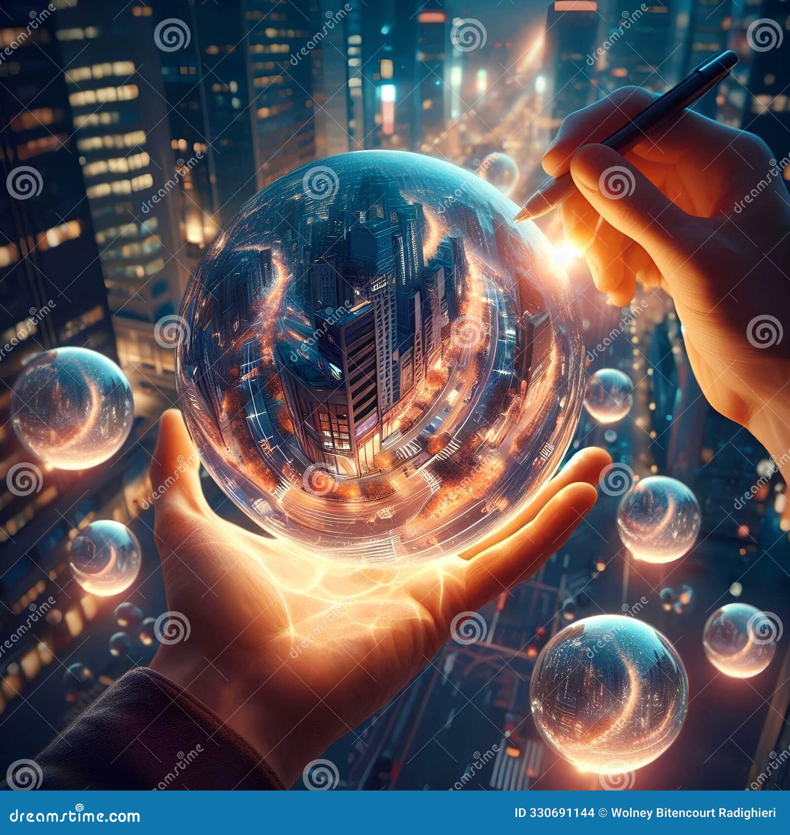 Artistic Illustration of a Sphere of Light Stock Illustration ...