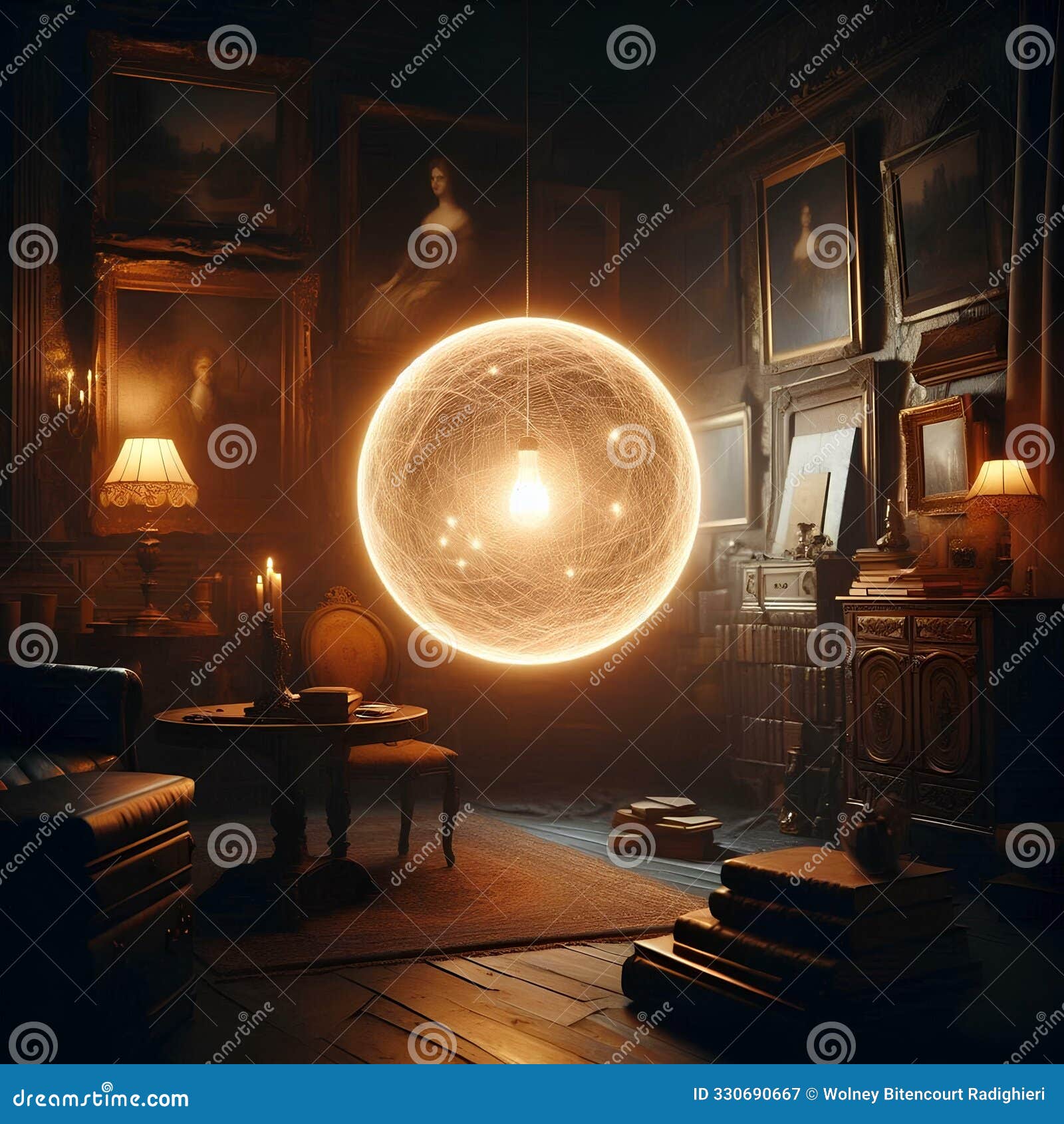 Artistic Illustration of a Sphere of Light Stock Illustration ...