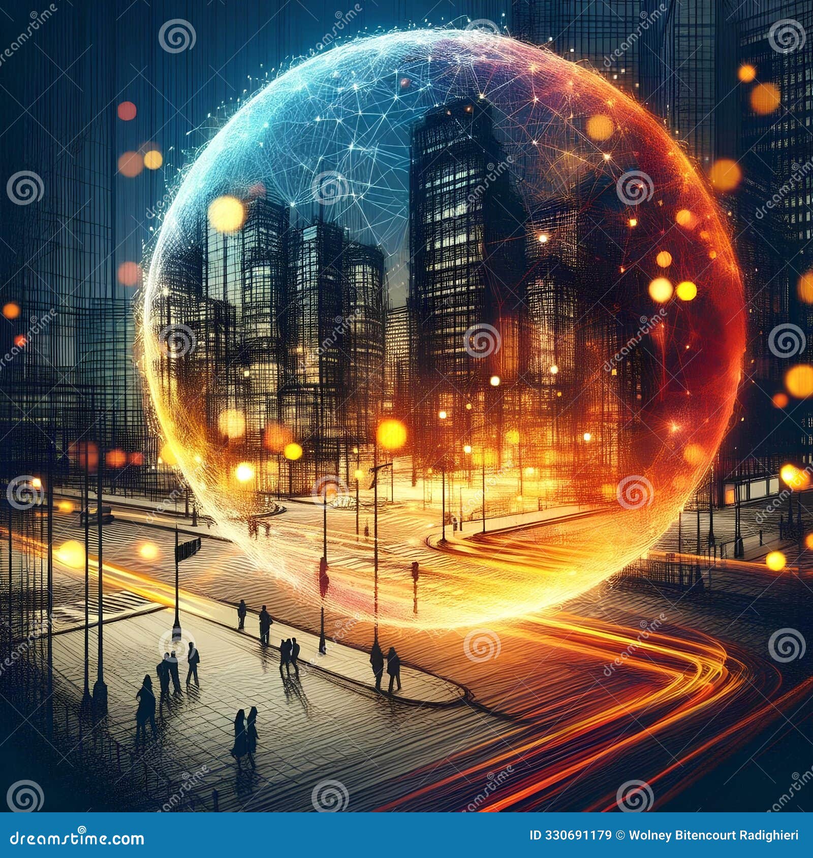 Artistic Illustration of a Sphere of Light Stock Illustration ...