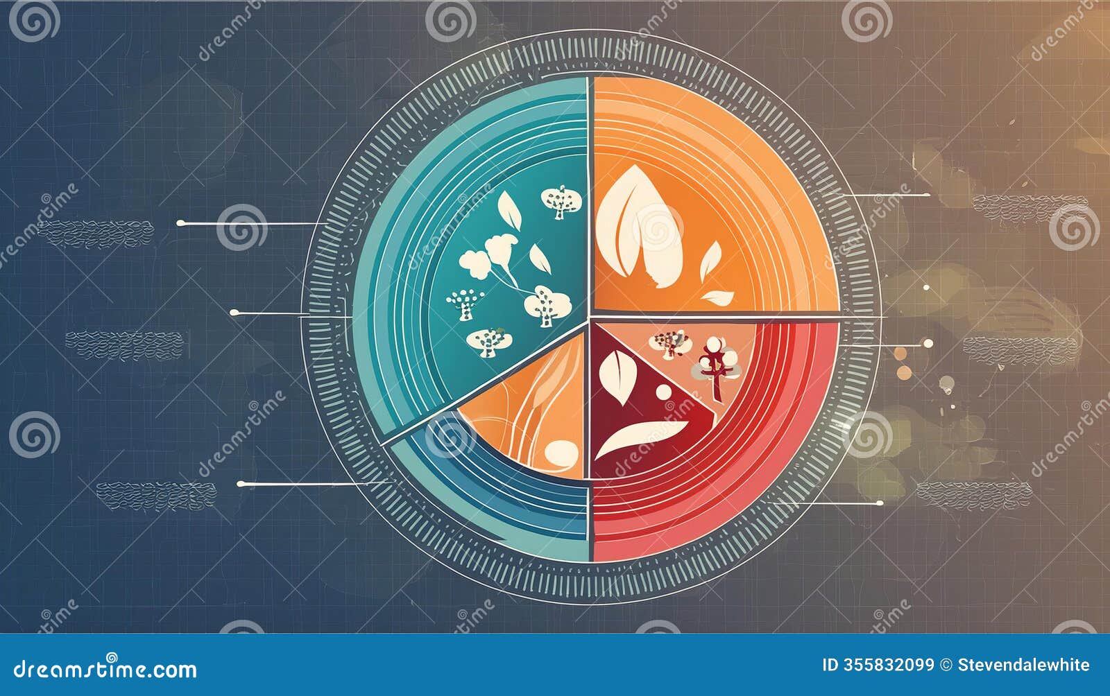 Graphic Representation of a Pie with Four Different Sections ...