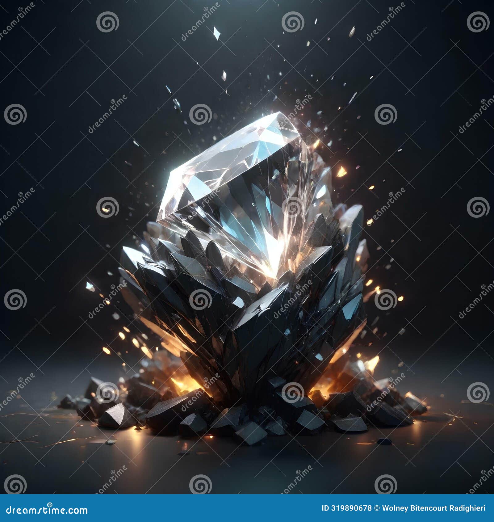 Diamond Emerging from Coal in 3d 2 Stock Illustration - Illustration of ...