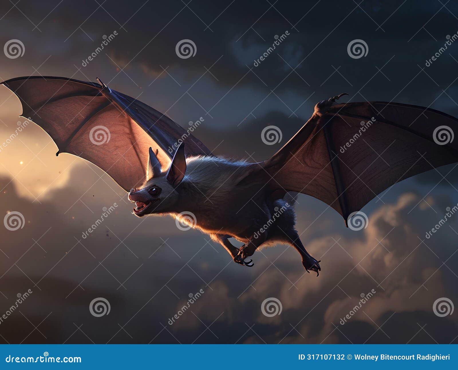 Image of a Bat S Night Flight 2 Stock Illustration - Illustration of ...