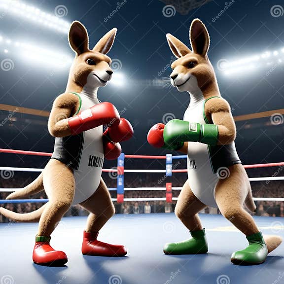 3d Image of Boxing Kangaroos 2 Stock Illustration - Illustration of ...