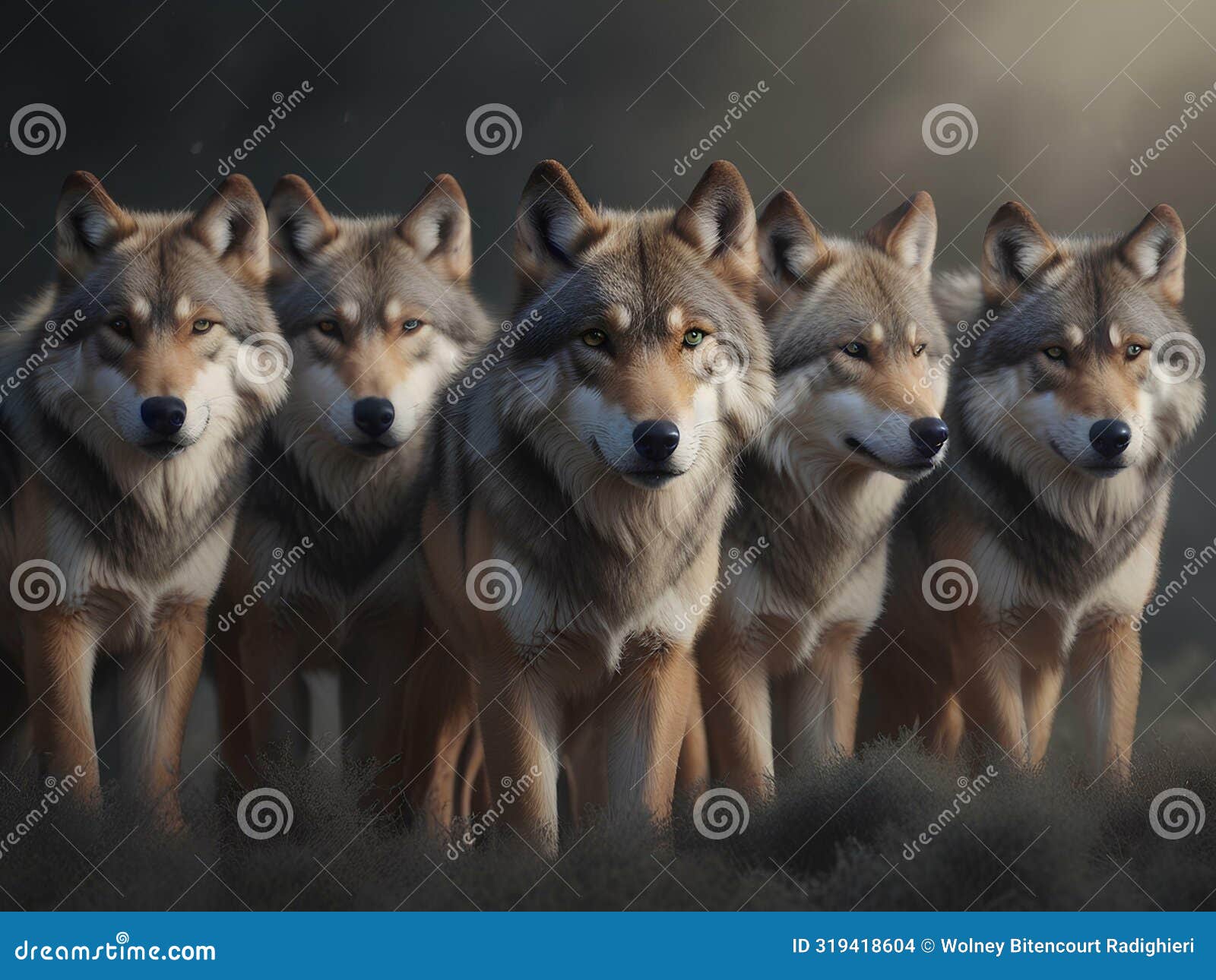 Illustration of a Pack of Wolves 4 Stock Illustration - Illustration of ...