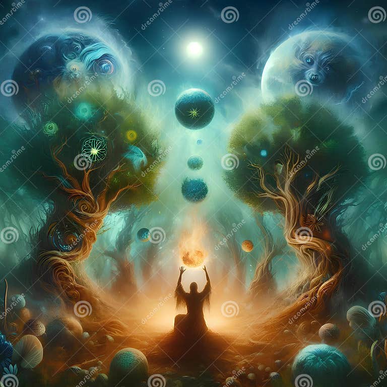 Image about the Mystical Planetary Alignment Stock Illustration ...