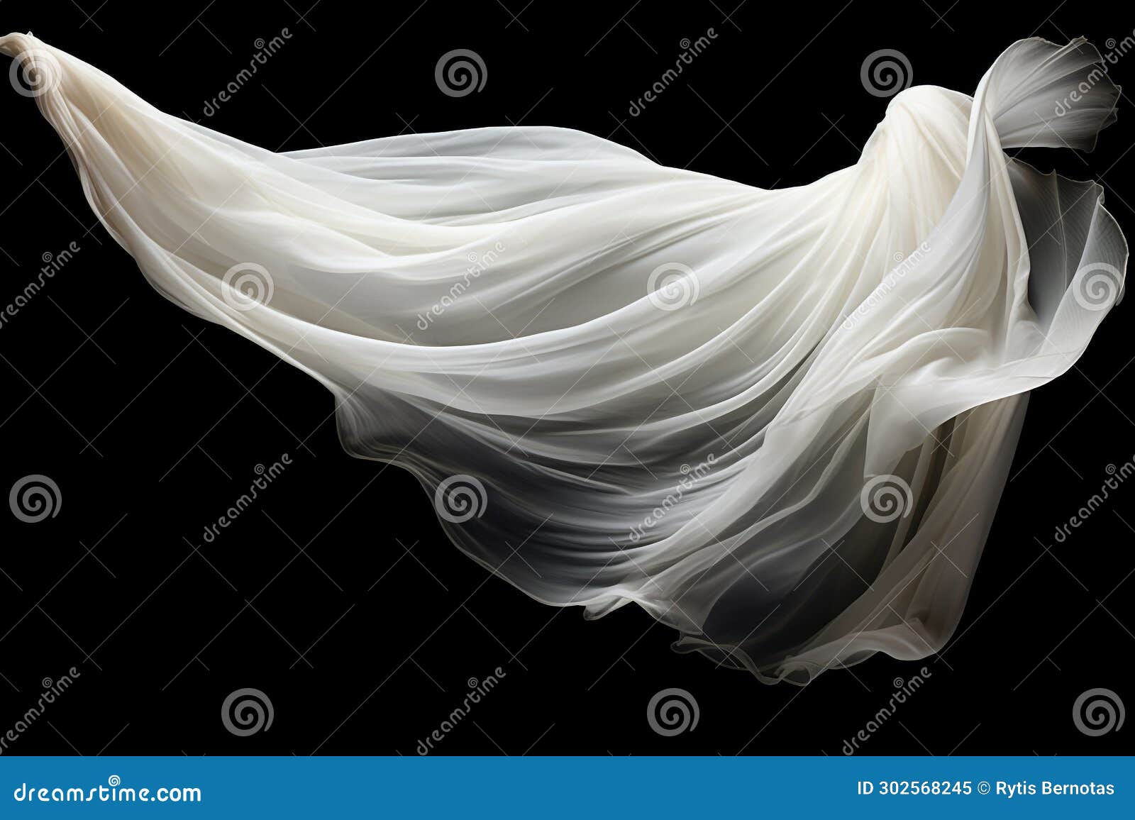 Beautiful Flying White Fabric on Black Background Stock Illustration ...