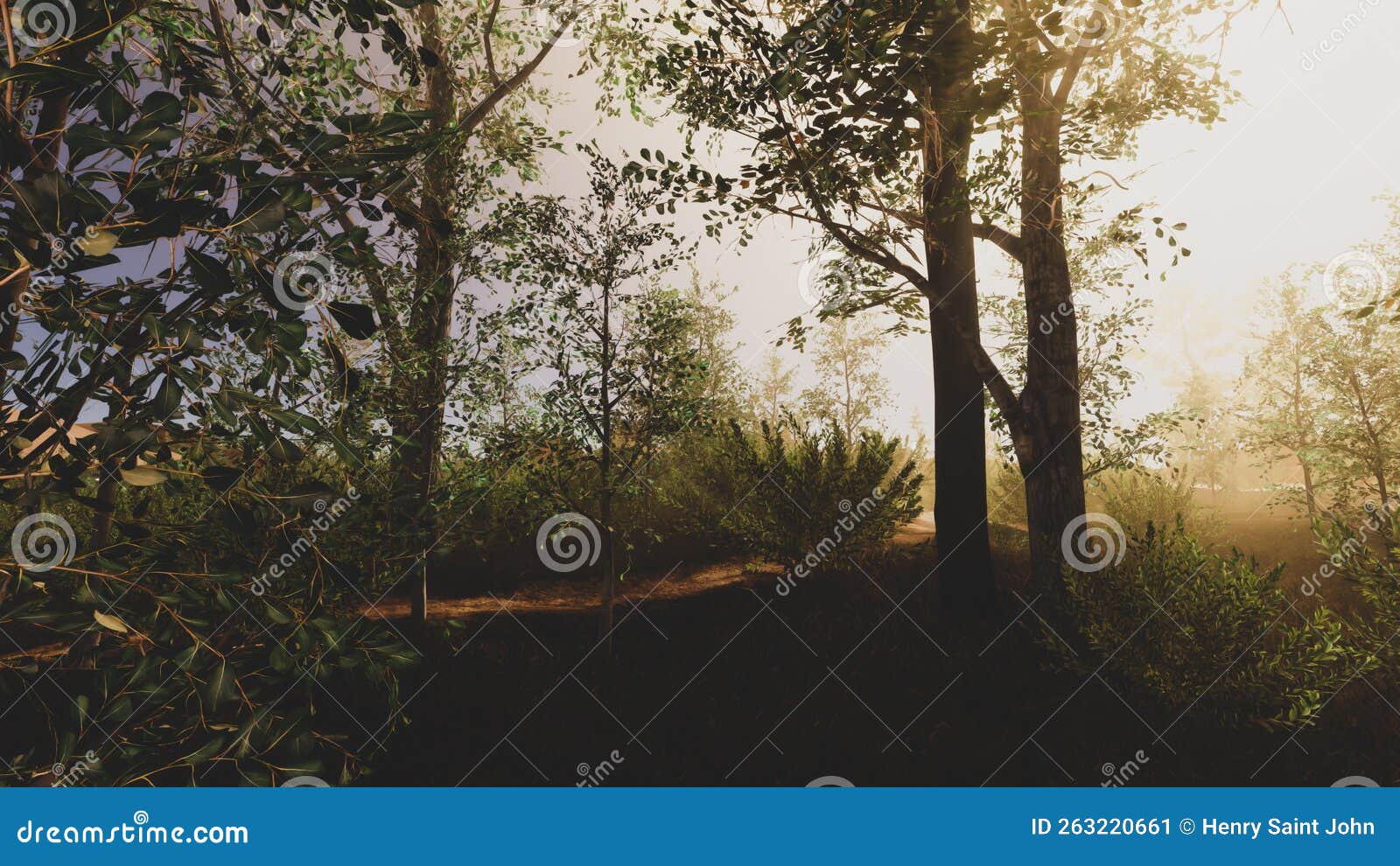 Integration of Technology in a Natural Environment, 3D Render Stock ...