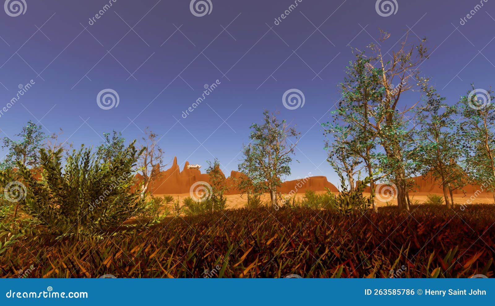 Integration of Technology in a Natural Environment, 3D Render Stock ...