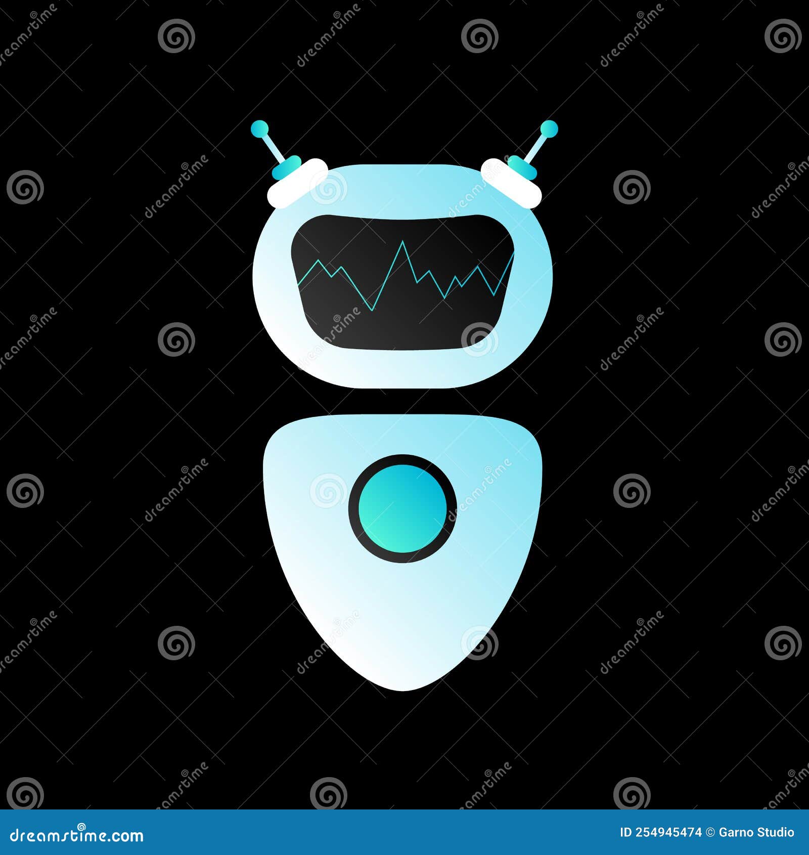Graphic Robot on Black Background. Isolated Design Element Stock Vector ...