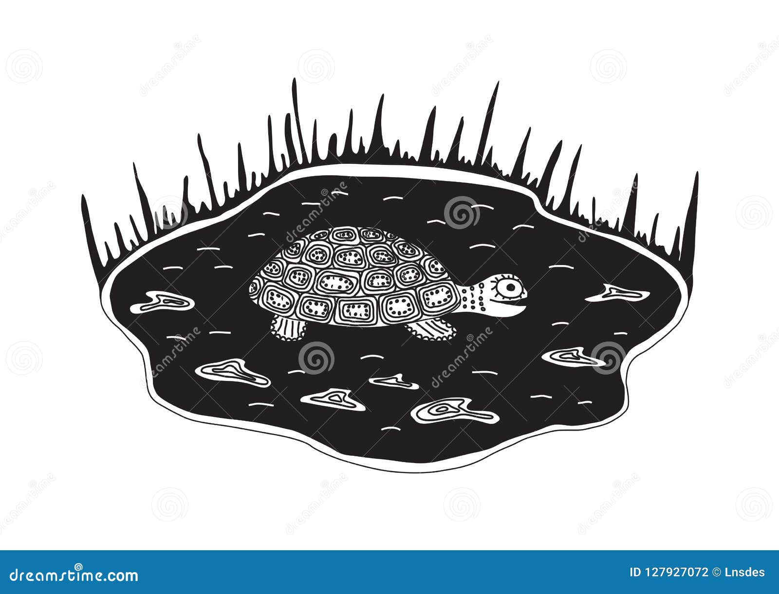 Turtle In Pond. Vector Illustration | CartoonDealer.com #36583556