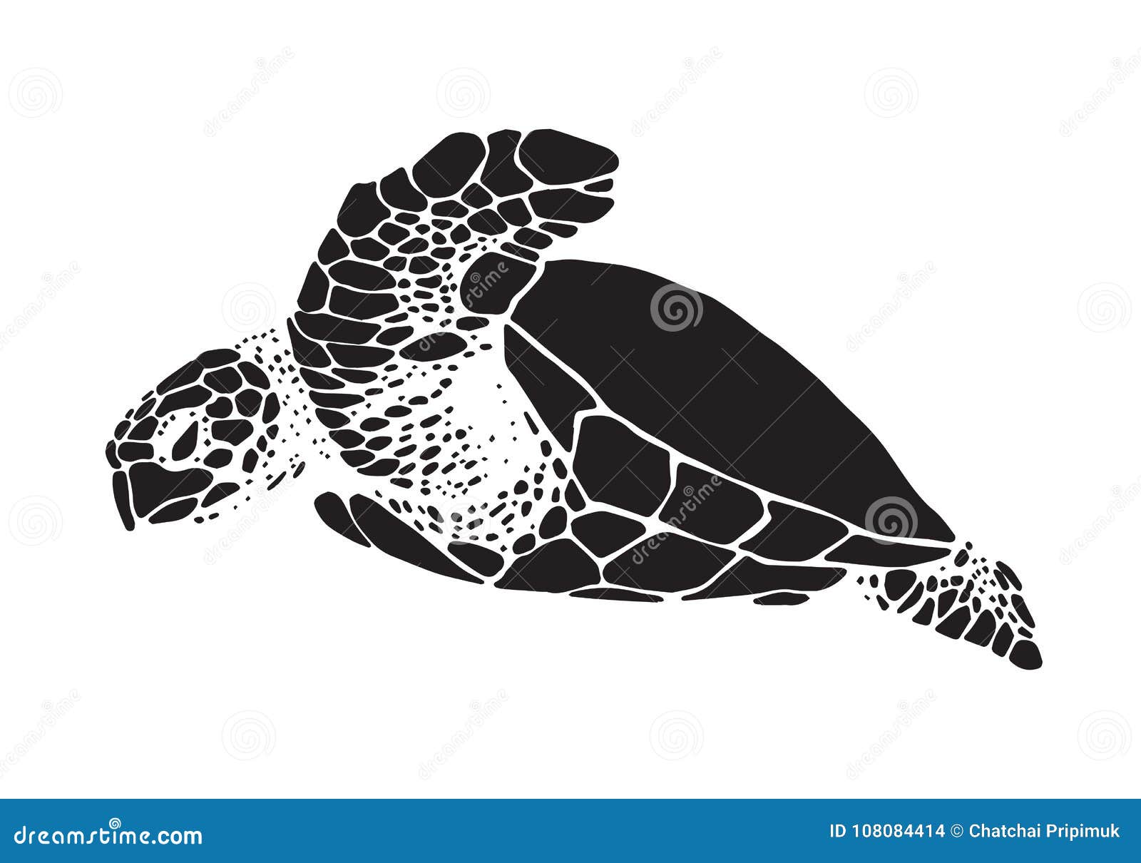 Graphic sea turtle, vector stock vector. Illustration of action - 108084414