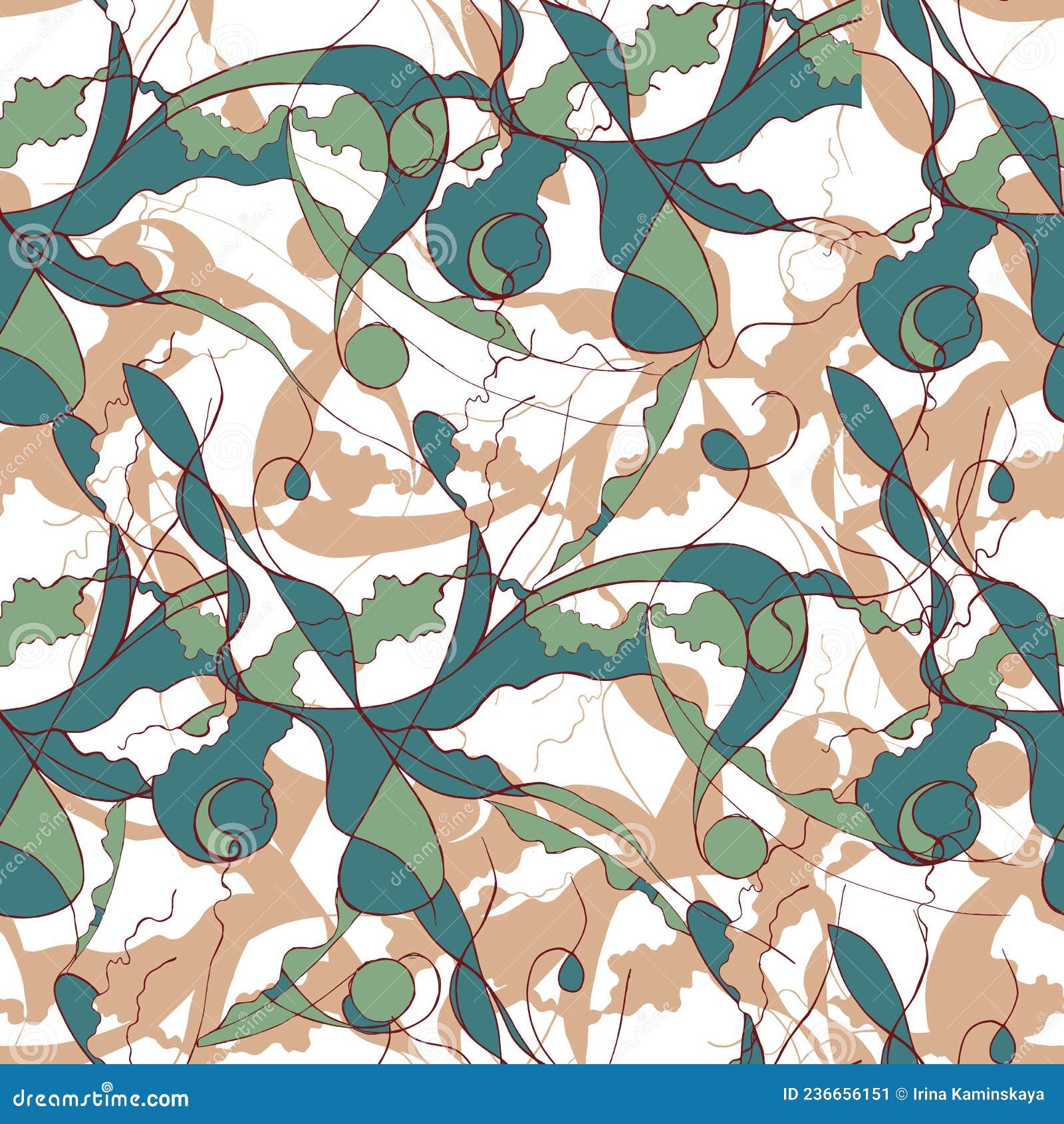 Graphic Seamless Pattern of Intertwining Lines and Shapes. Vector ...