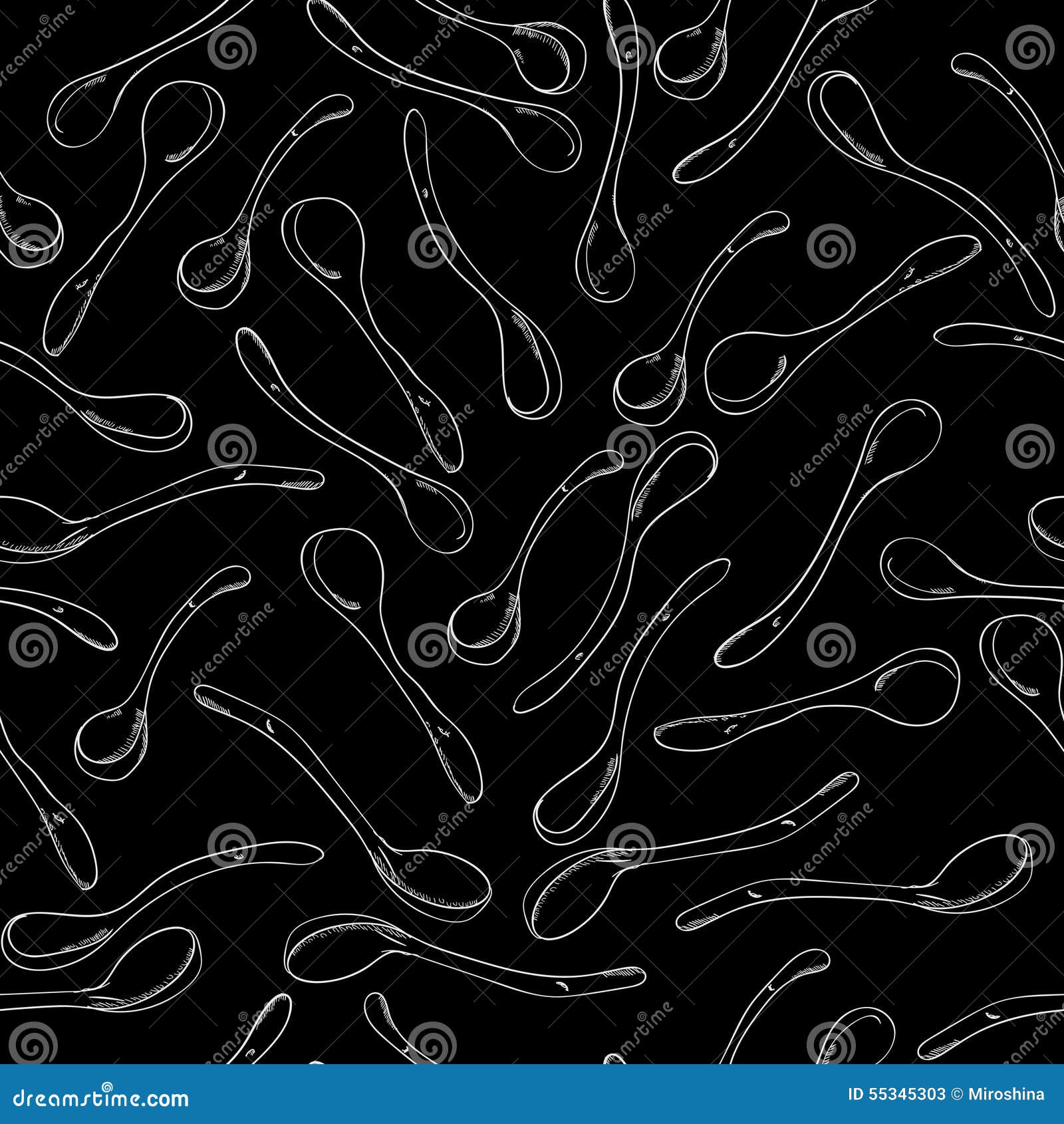 Graphic Seamless Pattern with Spoon Stock Illustration - Illustration ...