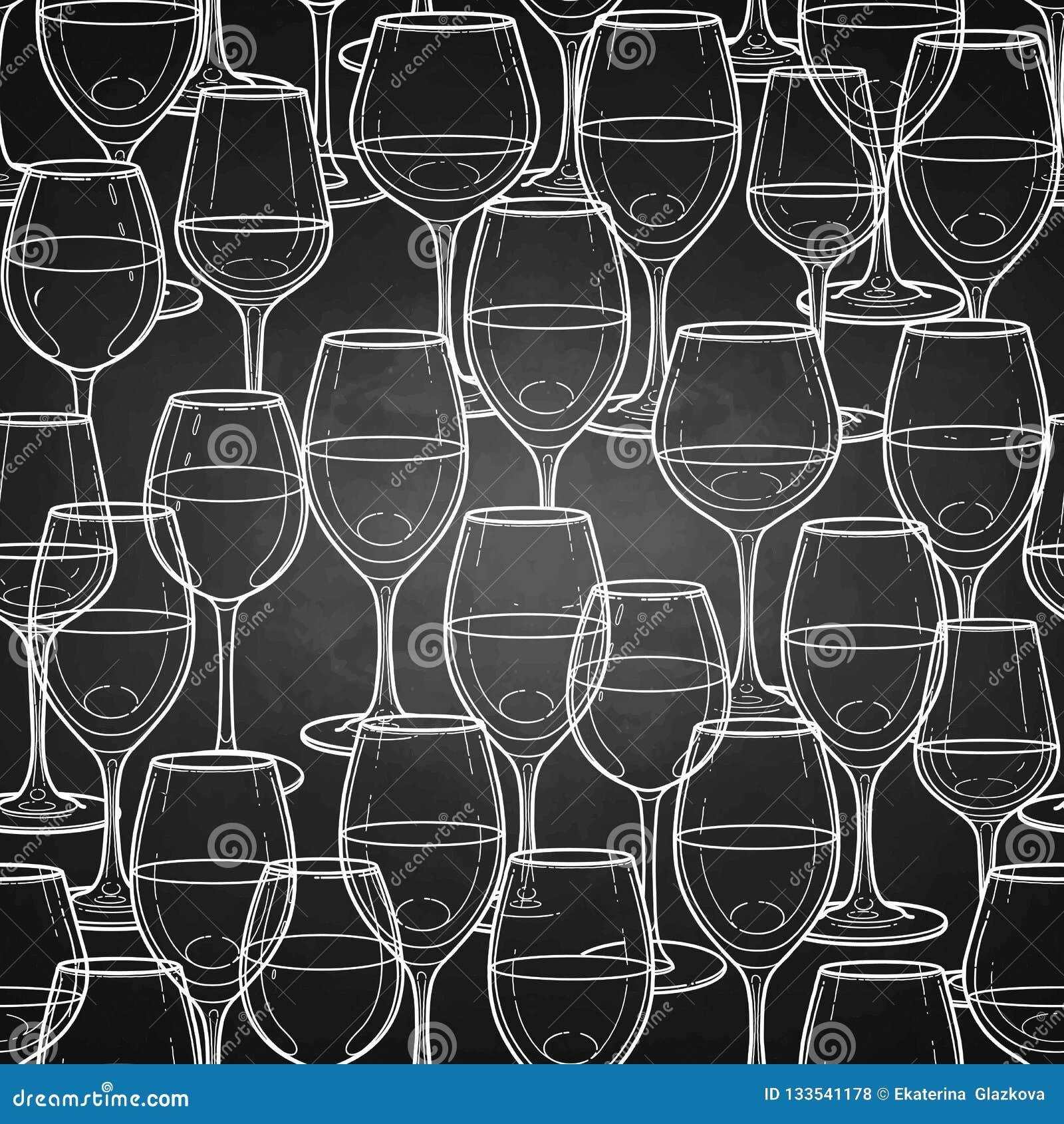 Graphic Seamless Pattern of Vector Wine Glasses Stock Vector ...