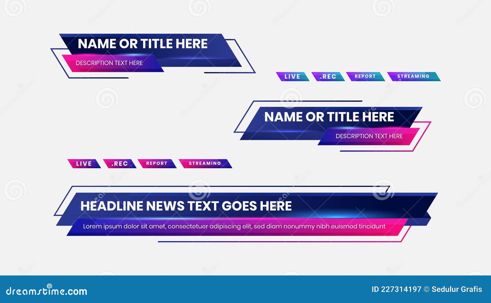 Graphic Set Of Broadcast News Lower Thirds Banner For Television ... Graphic Set Of Broadcast News Lower Thirds Banner For Television ...