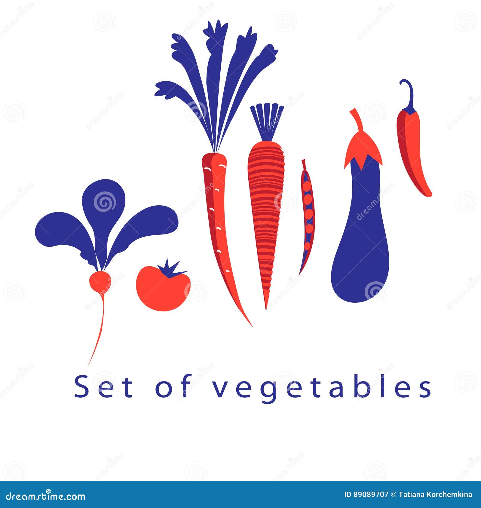 Graphic Set of Different Vegetables Stock Vector - Illustration of ...