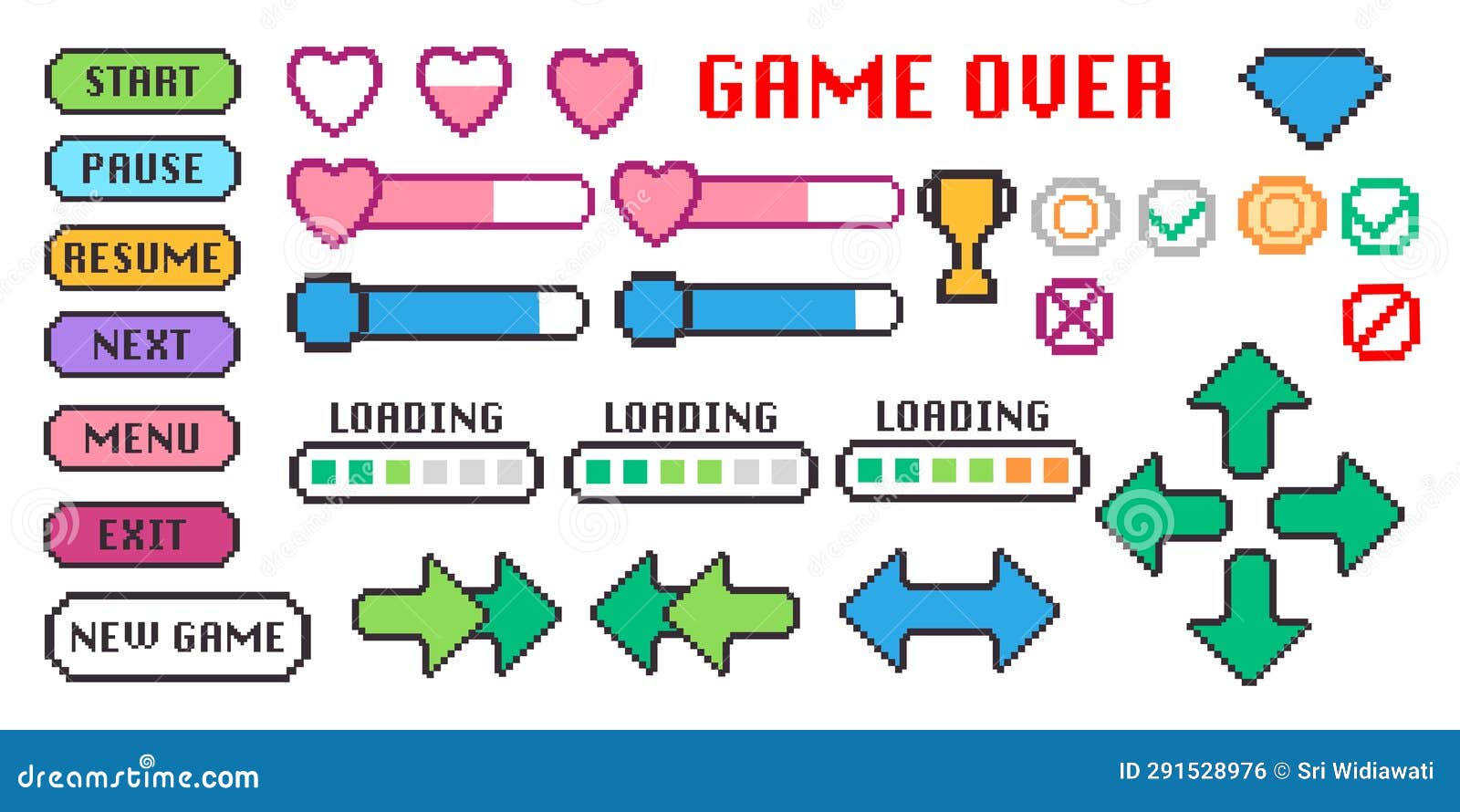 Collection Of Pixel Speech Bubbles And Dialog Balloons On Blue And Pink ...