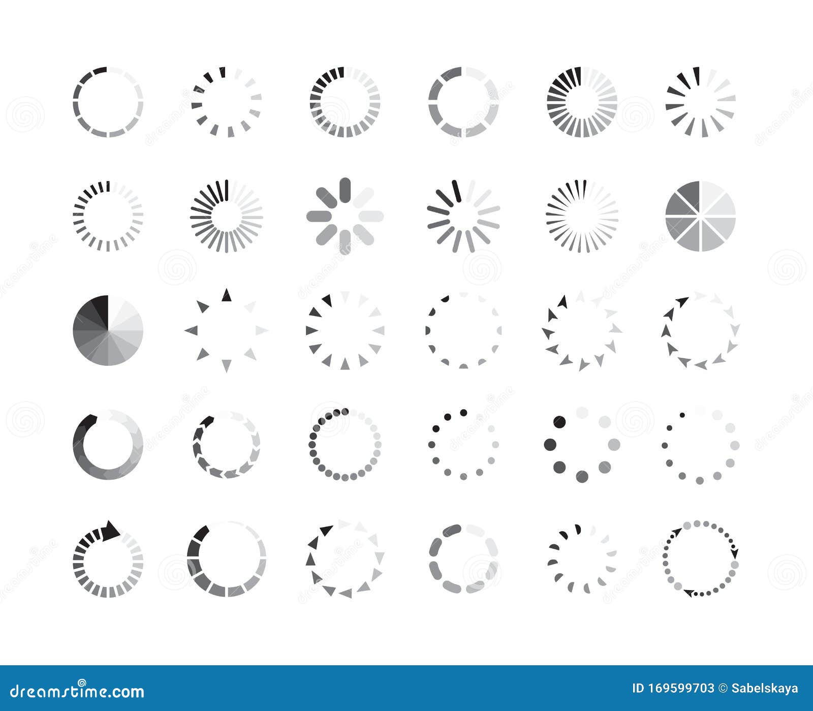Graphic Set of Progress Loaders Circle Icons Vector Illustration ...
