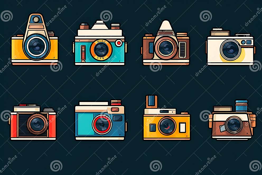 Graphic Set of Retro Camera Create with Generative AI Stock ...