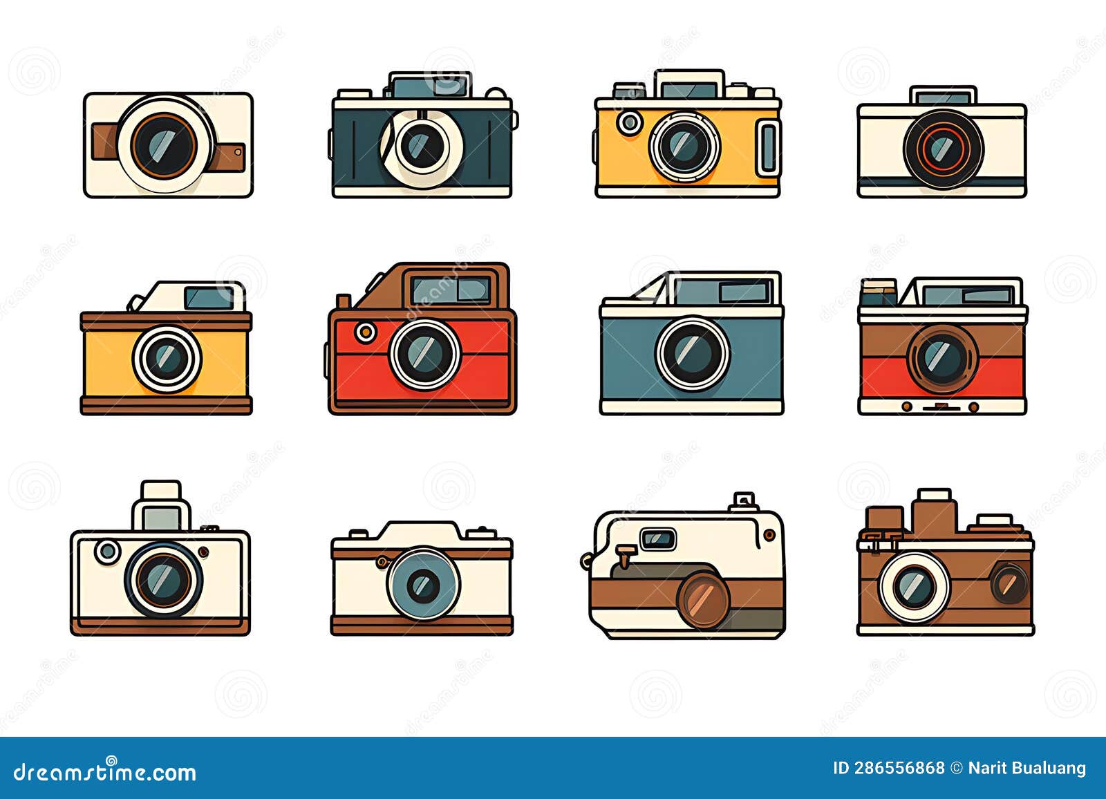 Graphic Set of Retro Camera Create with Generative AI Stock ...