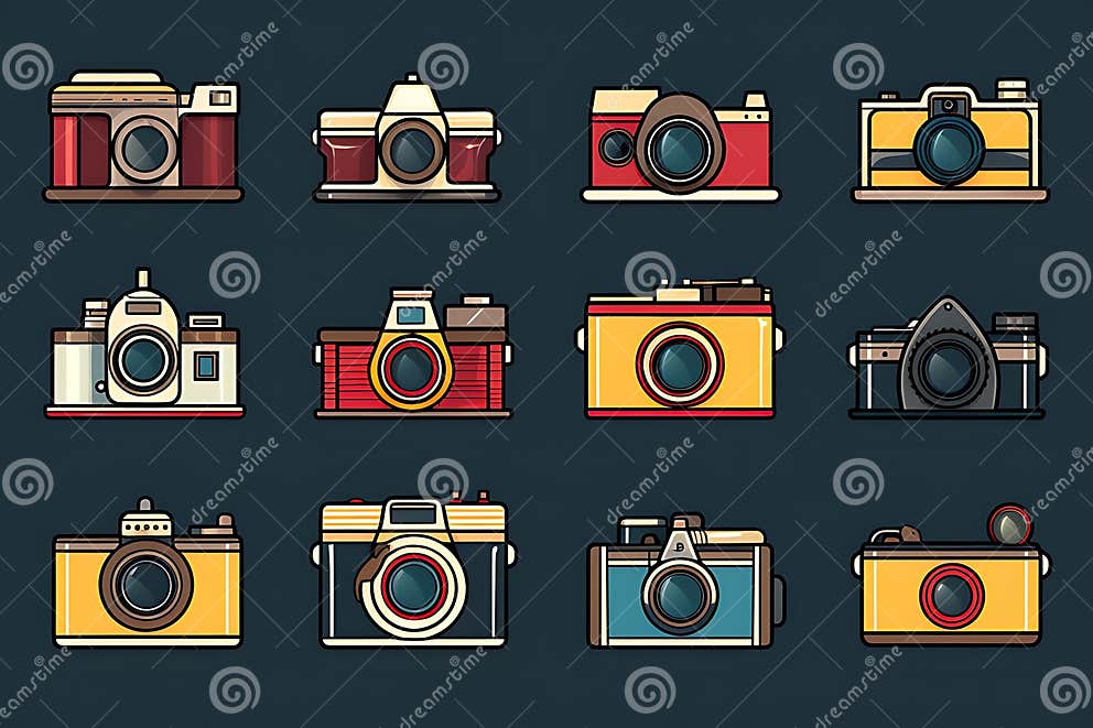 Graphic Set of Retro Camera Create with Generative AI Stock ...