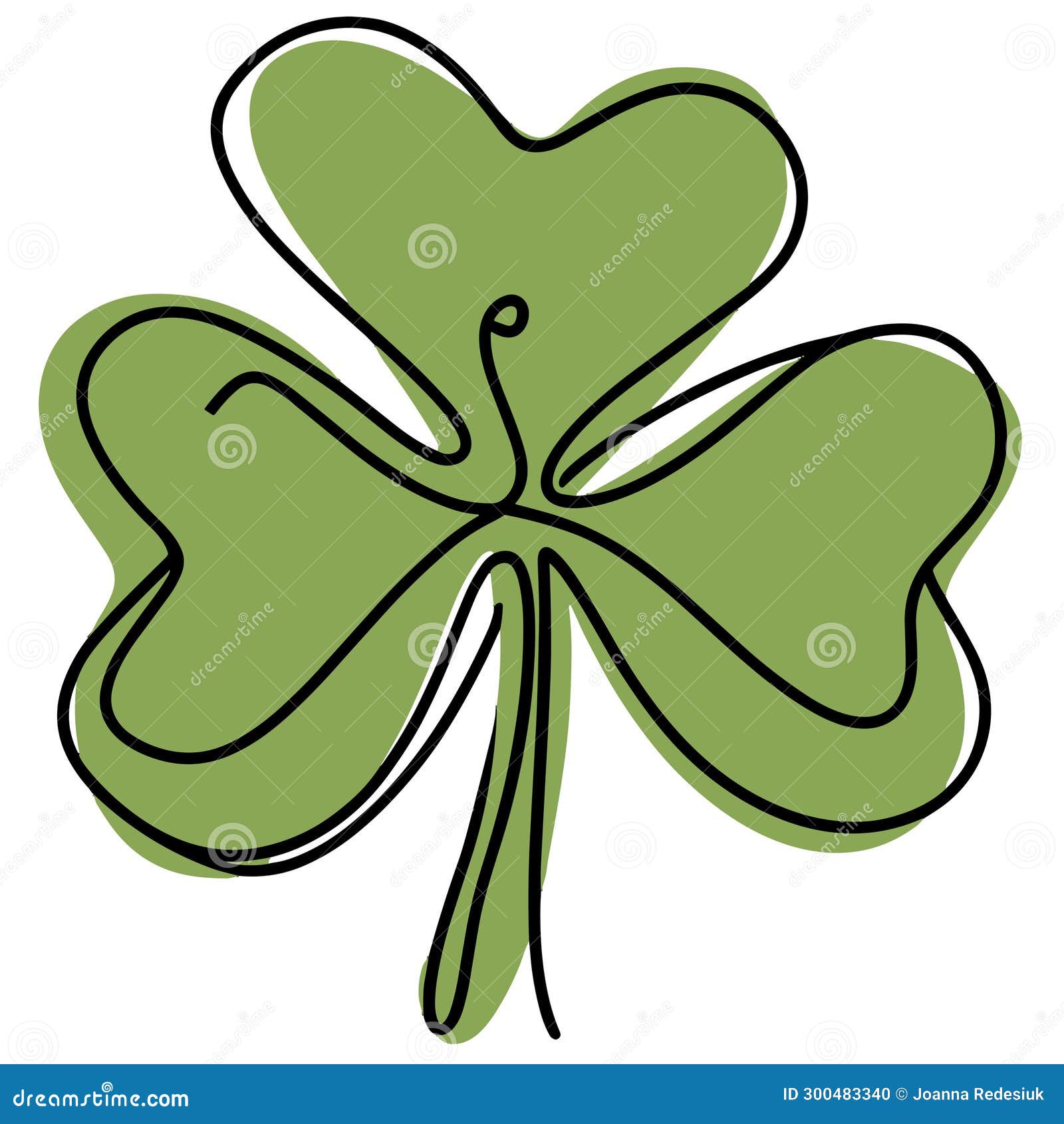 Graphic Shamrock Drawn with Line on White Background Stock Illustration ...