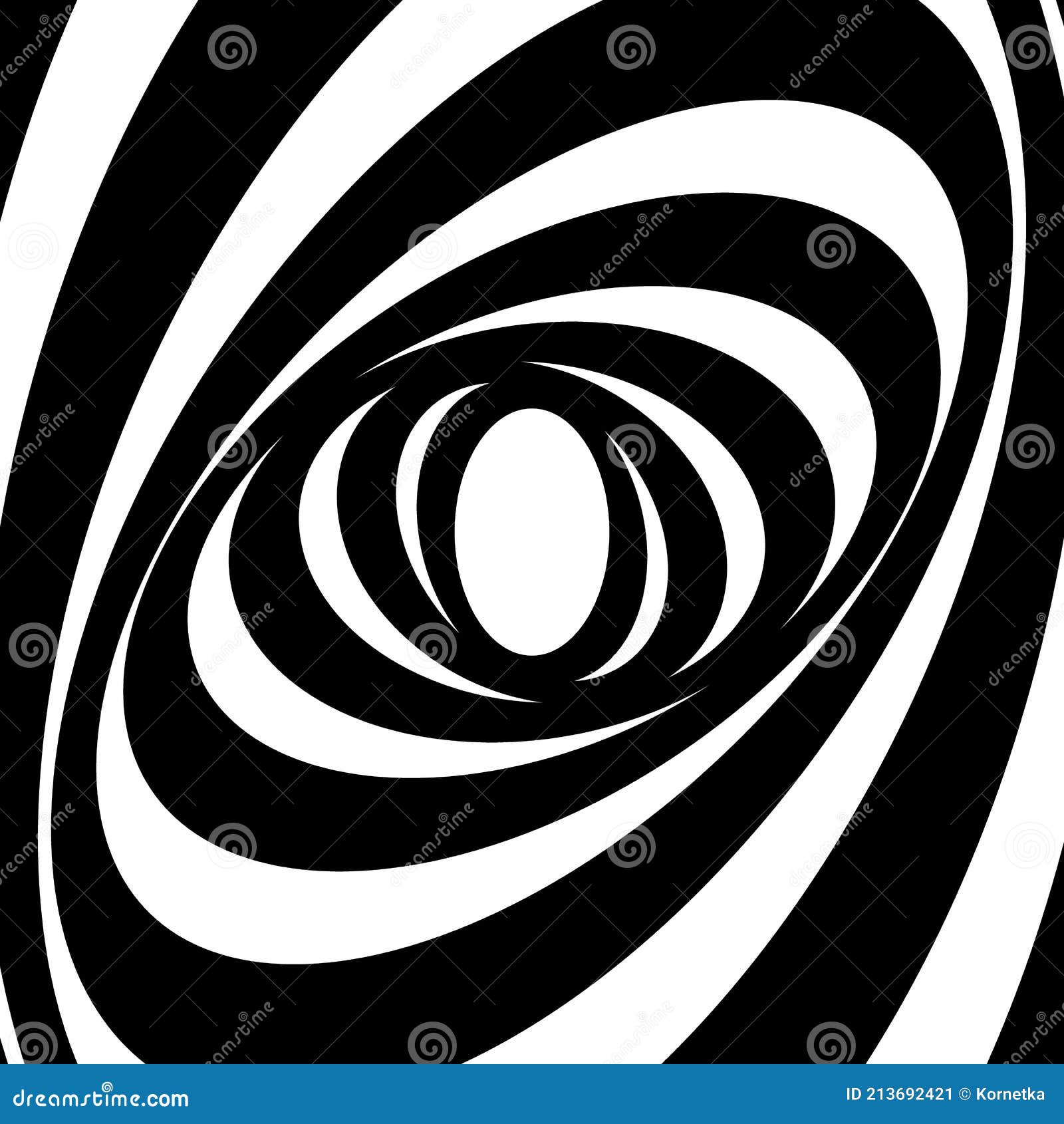 Graphic Shapes Oval Swirling in Loop. Black and White Shapes that ...