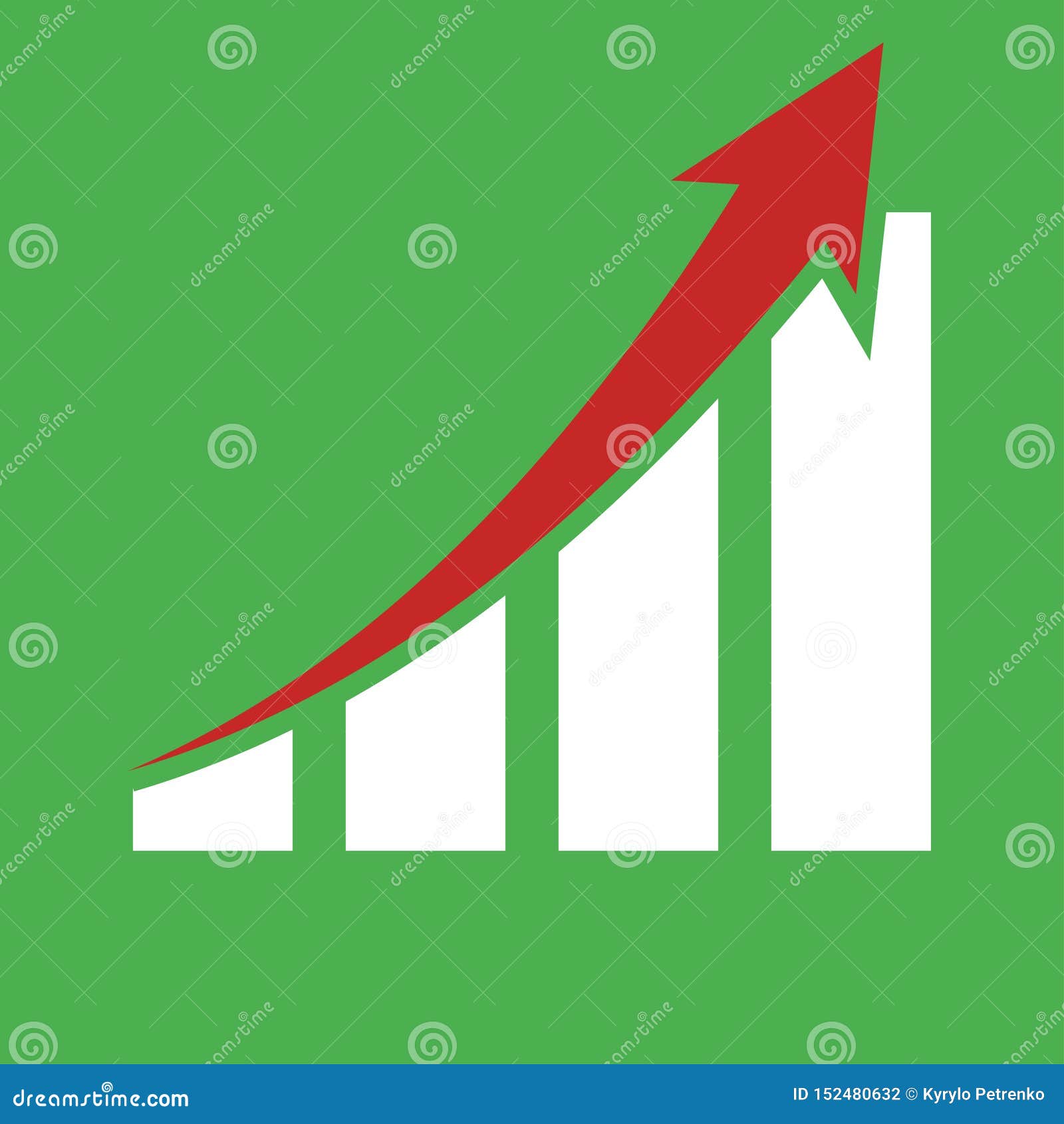 Graphic Showing Growth Red Arrow Green Background Stock Vector ...