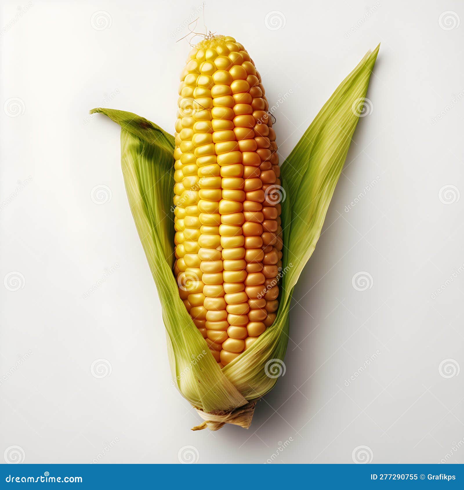 Yellow Corn On A White Background. The Distinct Kernels Of Corn Are ...