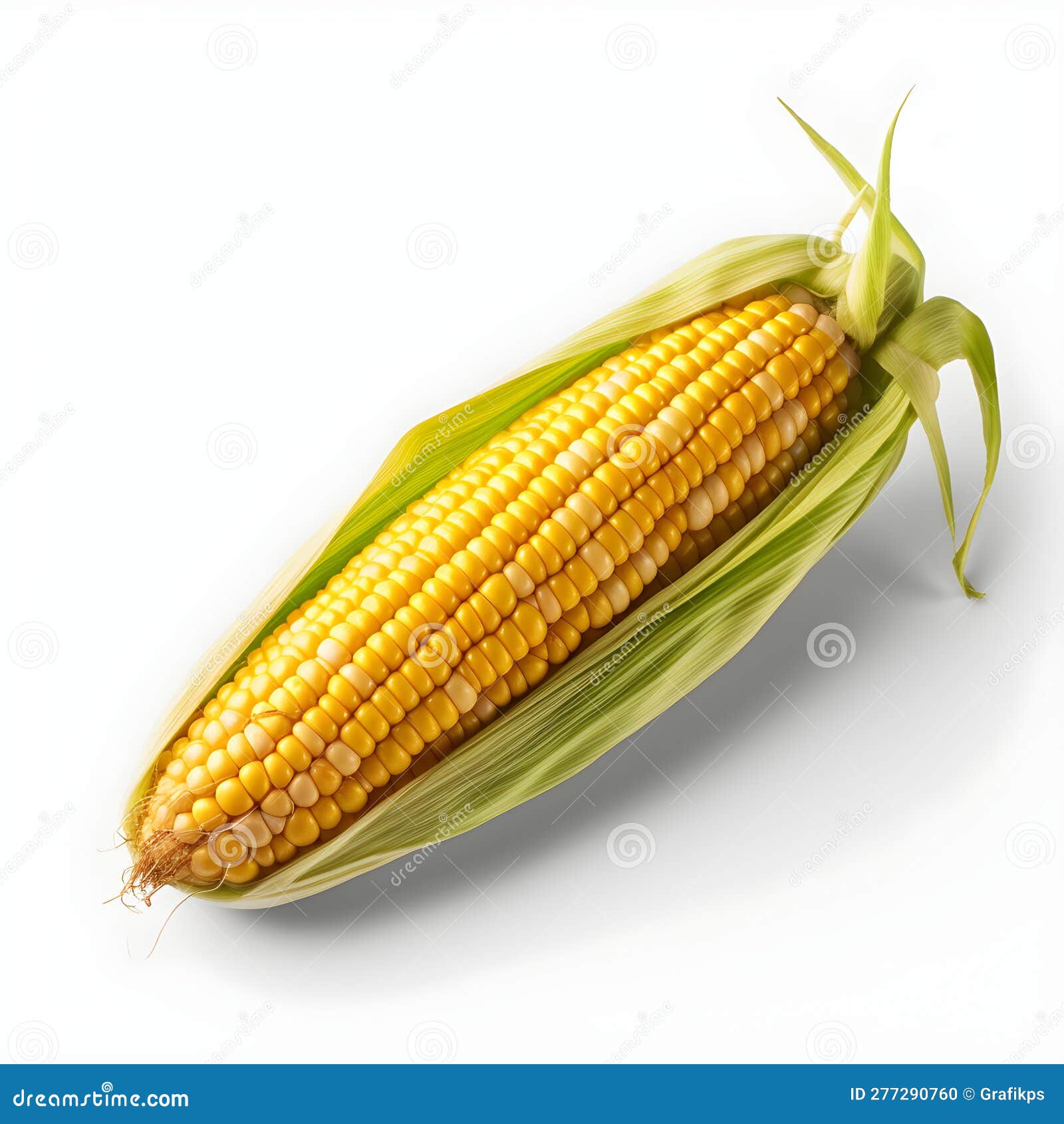Yellow Corn On A White Background. The Distinct Kernels Of Corn Are ...