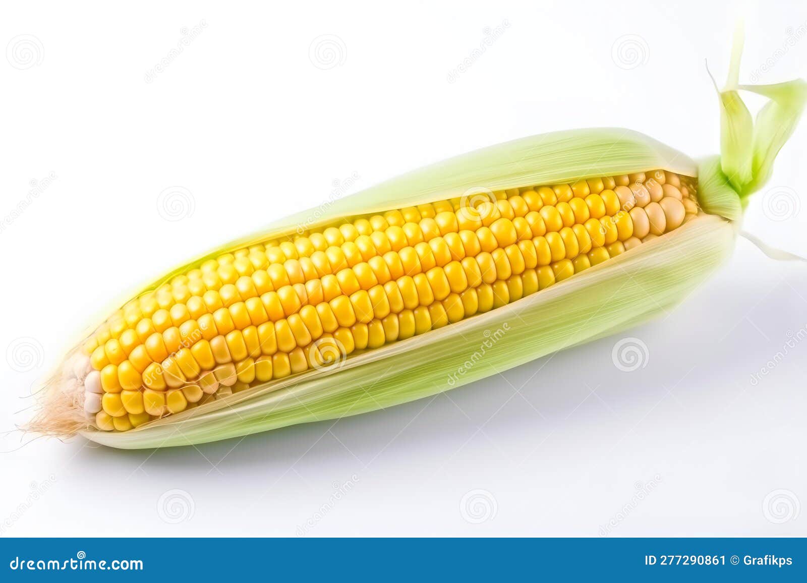 Yellow Corn On A White Background. The Distinct Kernels Of Corn Are ...