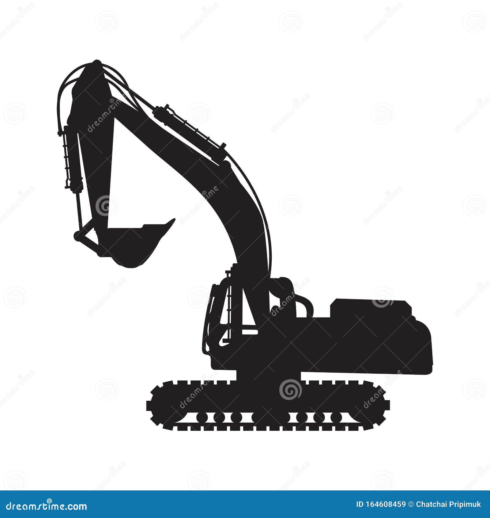 Graphic Silhouette Backhoe, Vector Stock Vector - Illustration of ...
