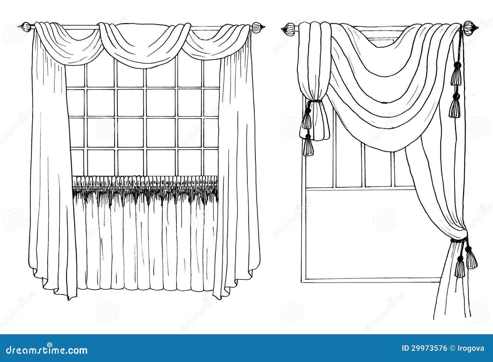 Graphic Sketch, Drapery, Curtain Stock Illustration - Illustration of ...