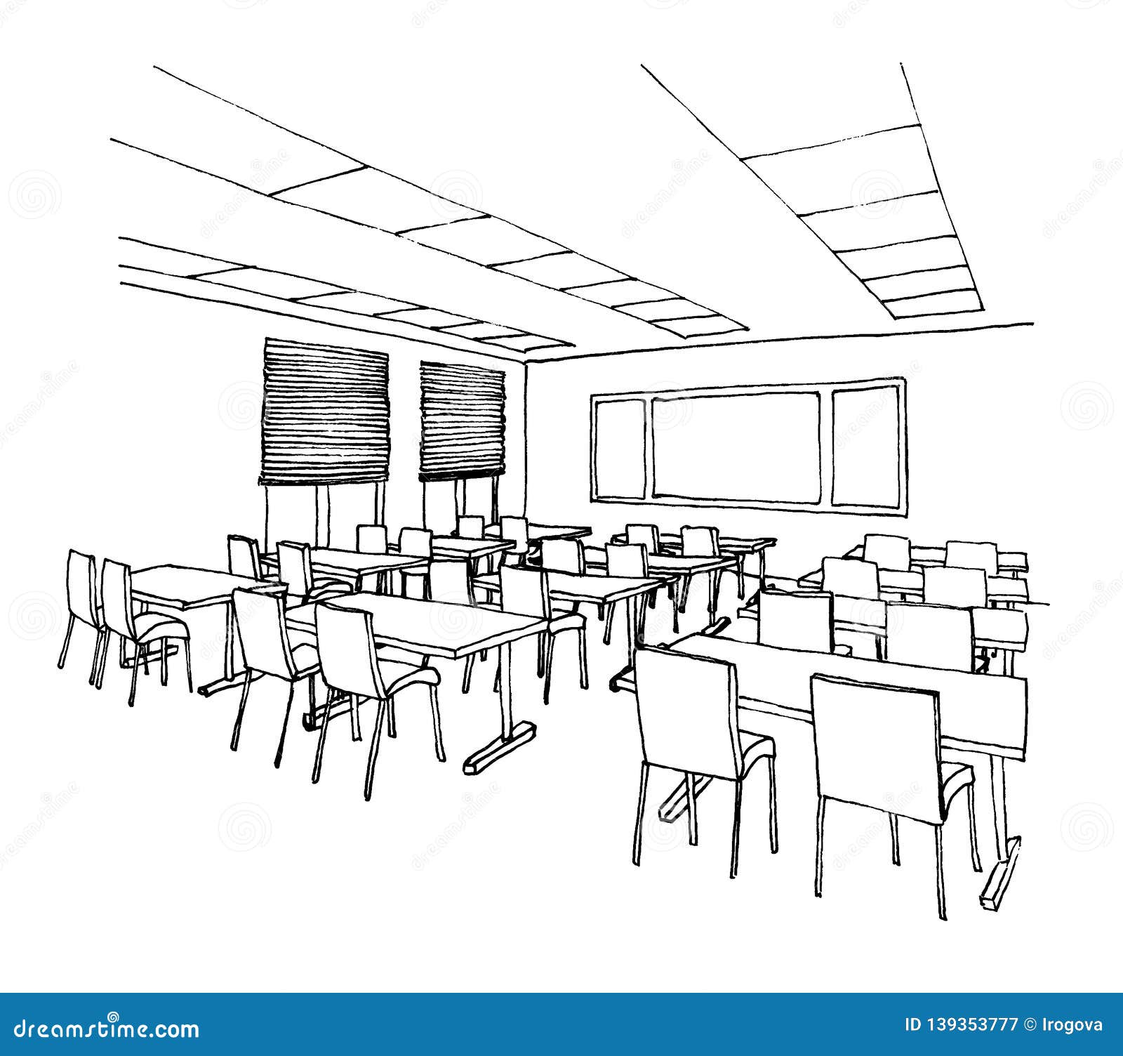 Graphic Sketch of an Interior Classroom Stock Illustration ...