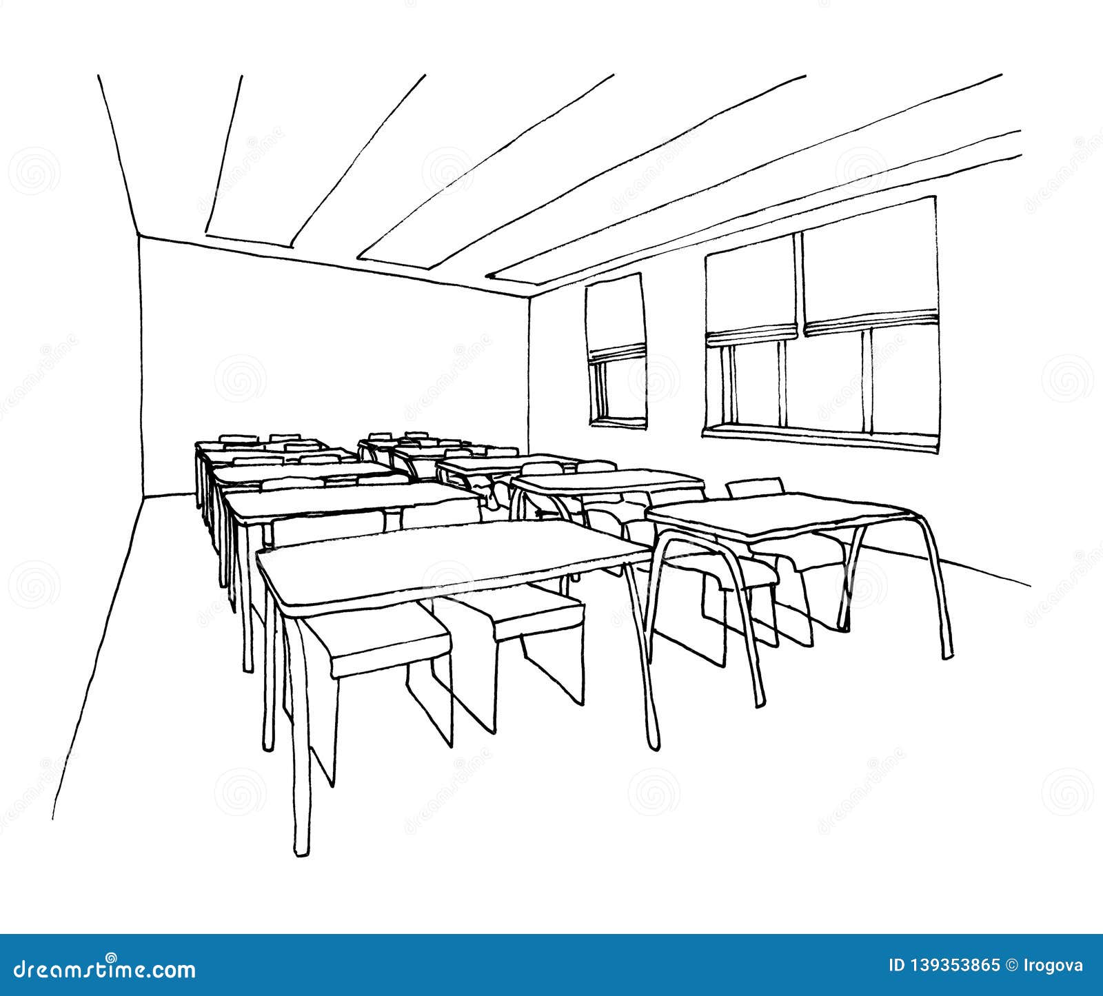 Graphic Sketch of an Interior Classroom Stock Illustration ...