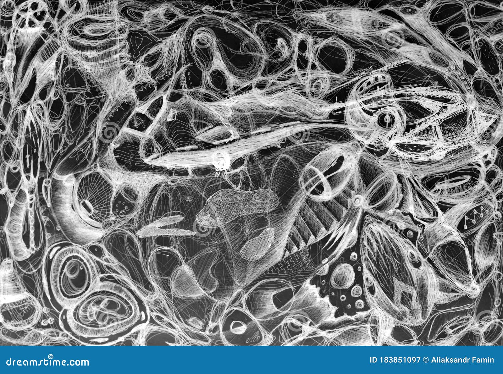 Expressionism Sketch Of Loch Ness Monster In Graphite Drawing Stock ...