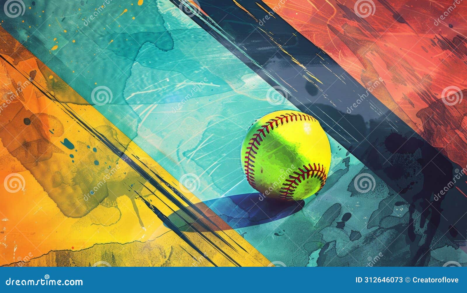 Graphic of a Softball on Floor Stock Illustration - Illustration of ...