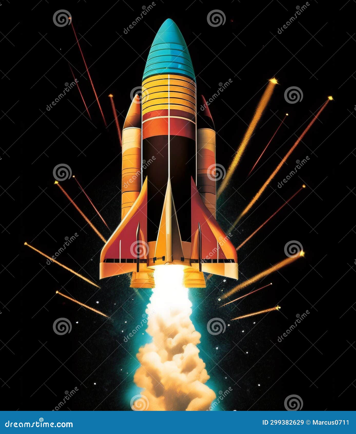 Graphic of a Space Shuttle Rocket Flying into Space, Generative AI ...