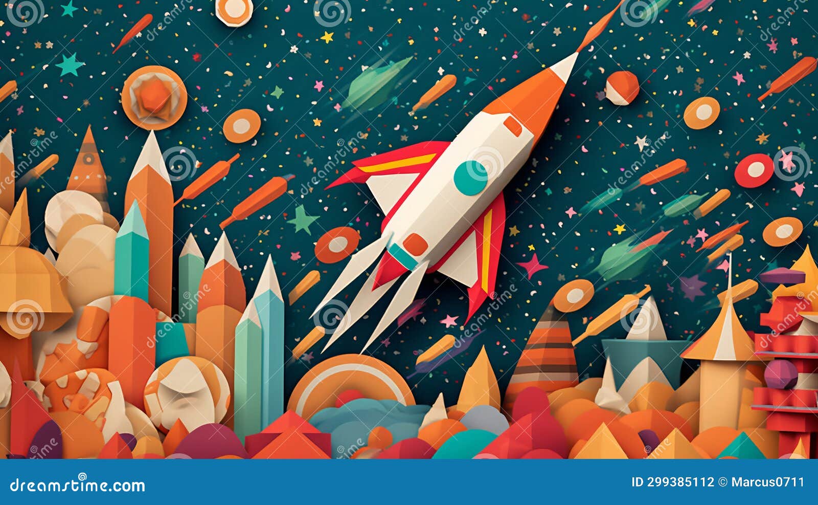 Graphic of a Space Shuttle Rocket Flying into Space, Generative AI ...