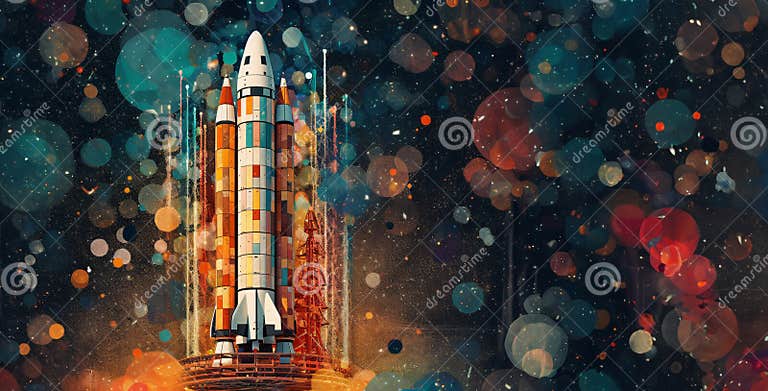 Graphic of a Space Shuttle Rocket Ready for Launch into Space Stock ...