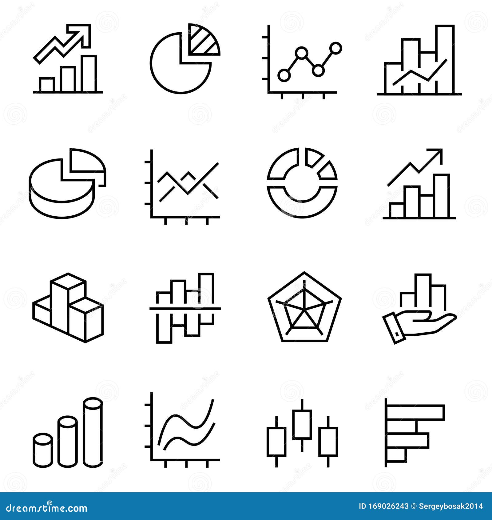 Graphic and Statistics Icons Set, Editable Vector Stroke Stock ...