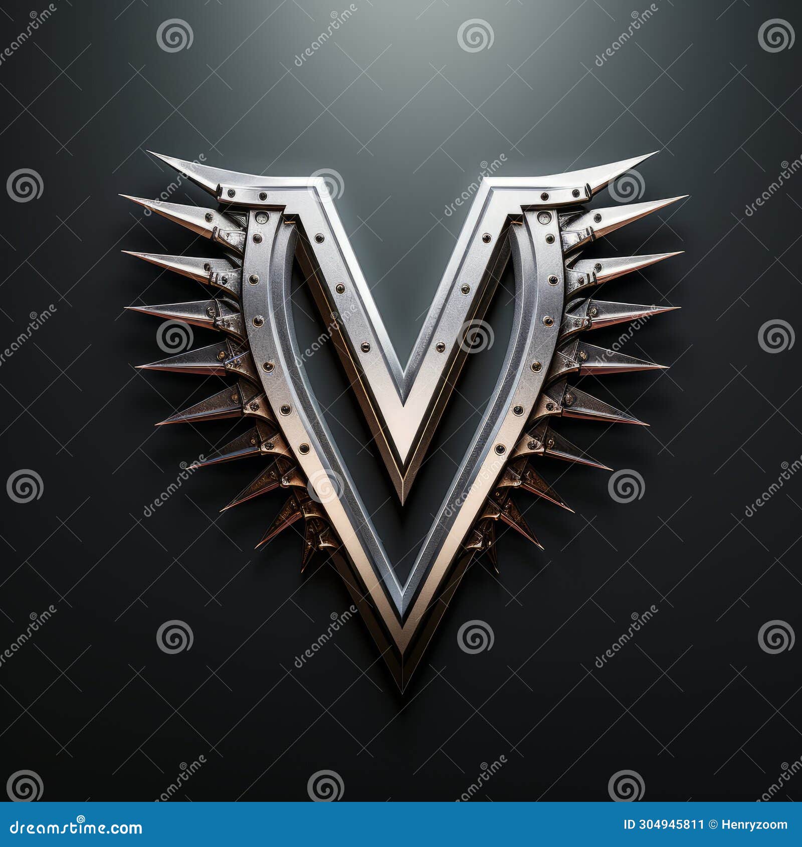 Graphic Steel Logo Element Letter V with Knives Stock Image - Image of ...