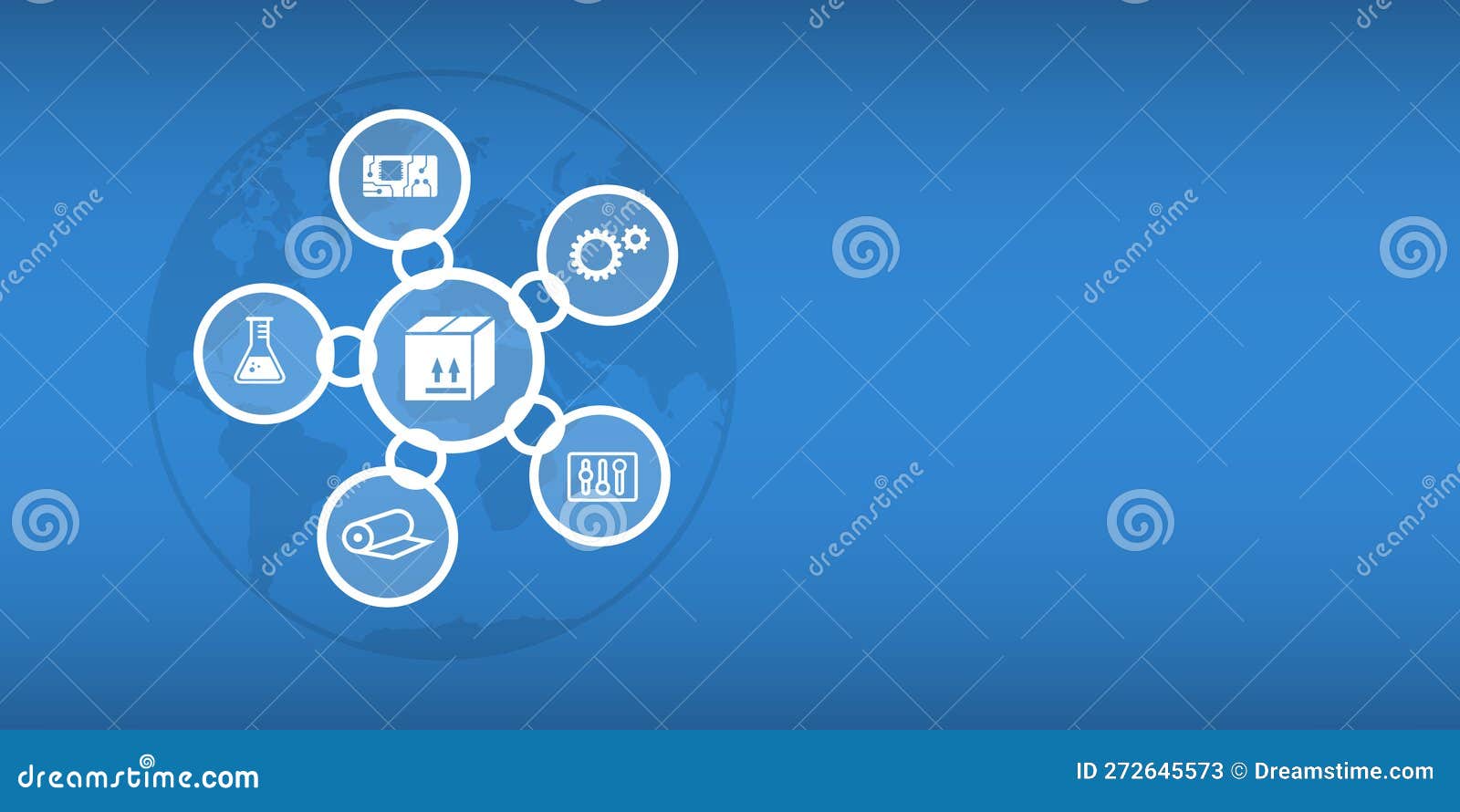 Graphic of Supply Chain in Round Shape with Earth in Background in ...