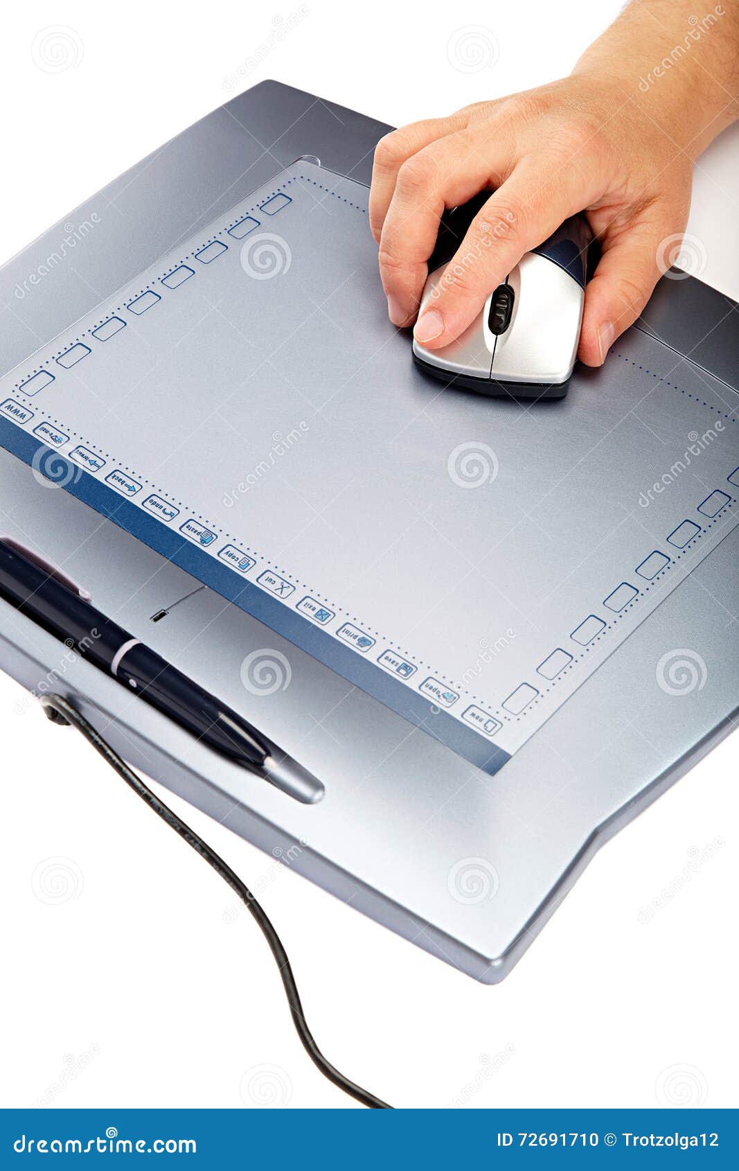 Graphic Tablet with Mouse and Pen on a White Background Stock Photo ...